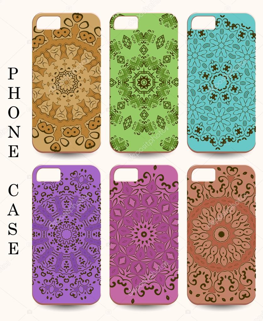 Phone case. Vintage vector background. Decorative ornamental ele Stock ...