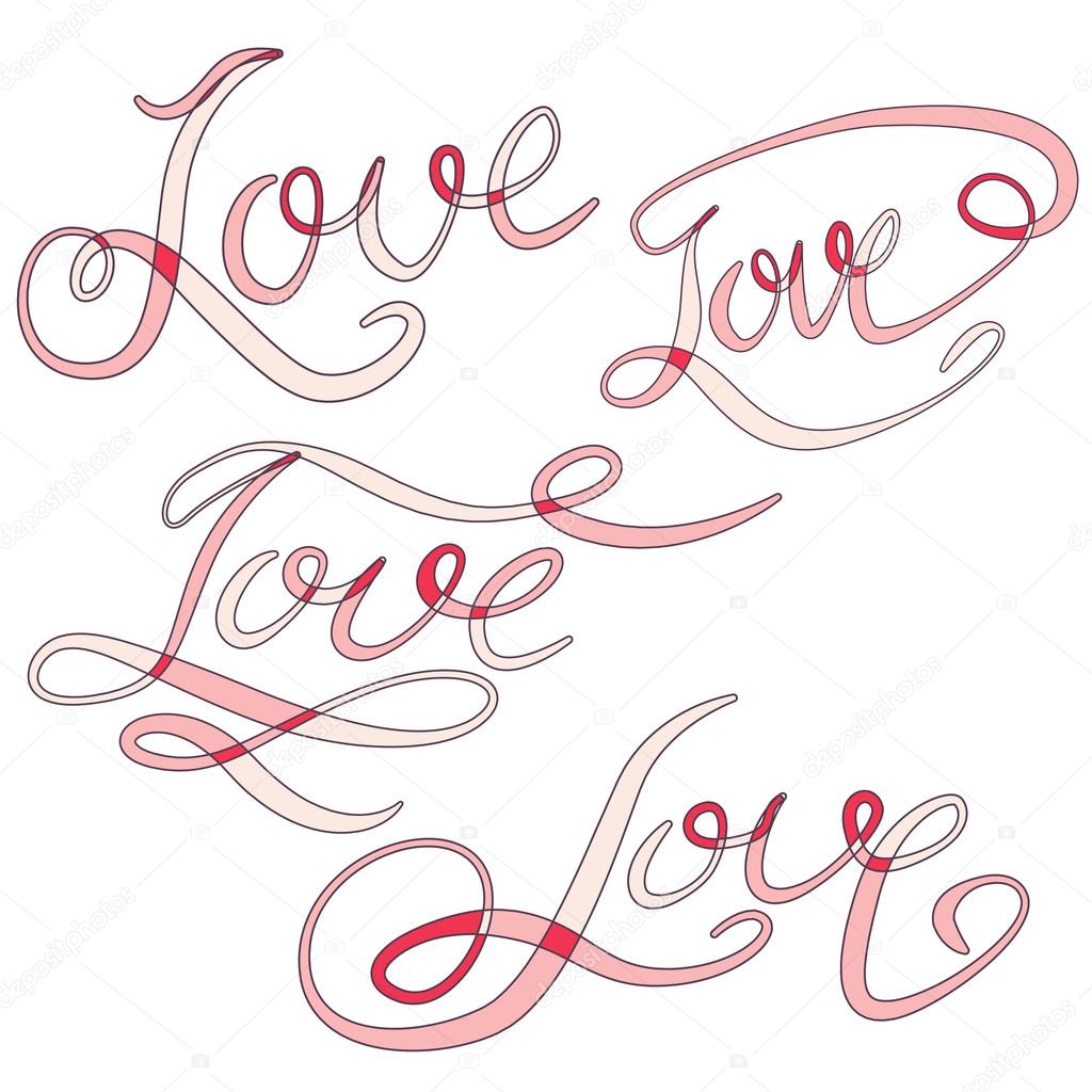 Ink hand lettering LOVE. Vector text for design. Can used for ...