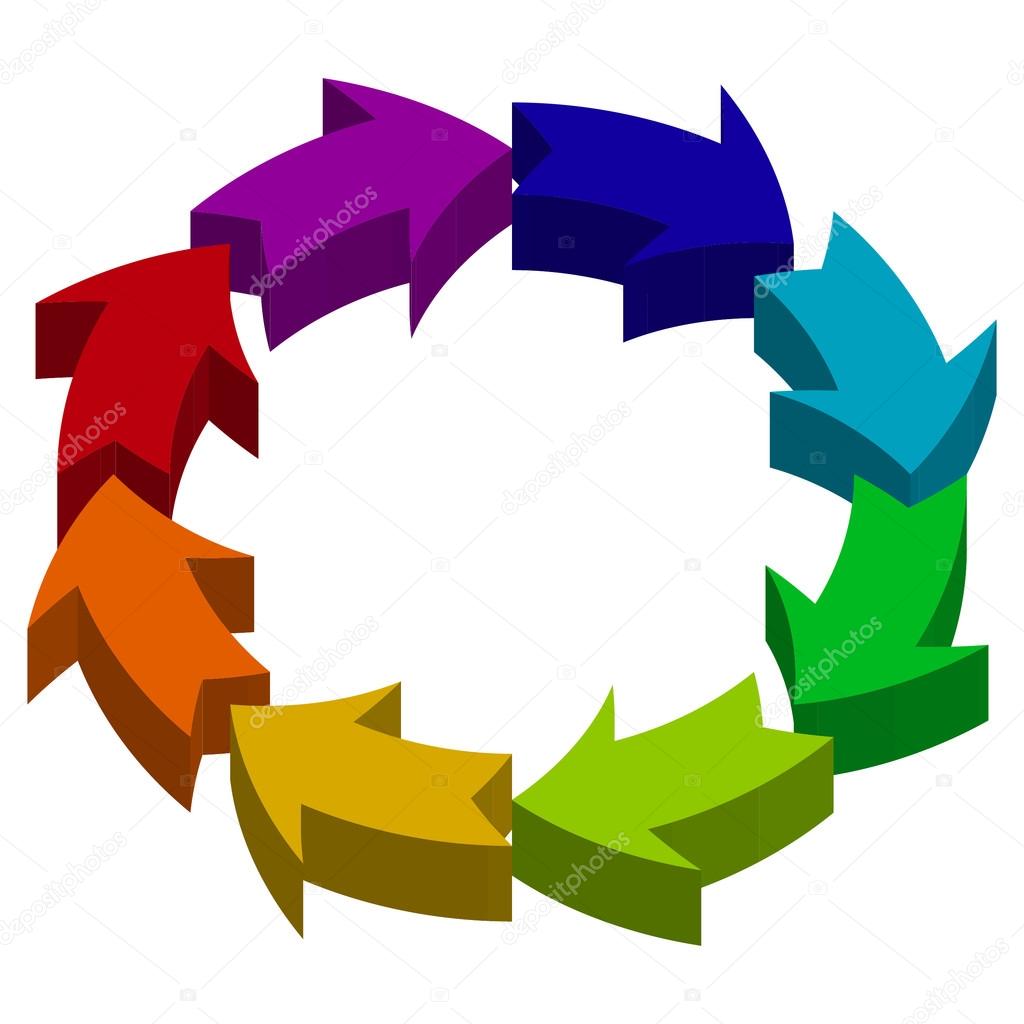 Flechas de color 3D en círculo — Vector de stock #62960021 — Depositphotos