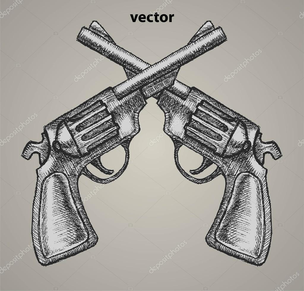 Revolver Gun Pencil Drawing