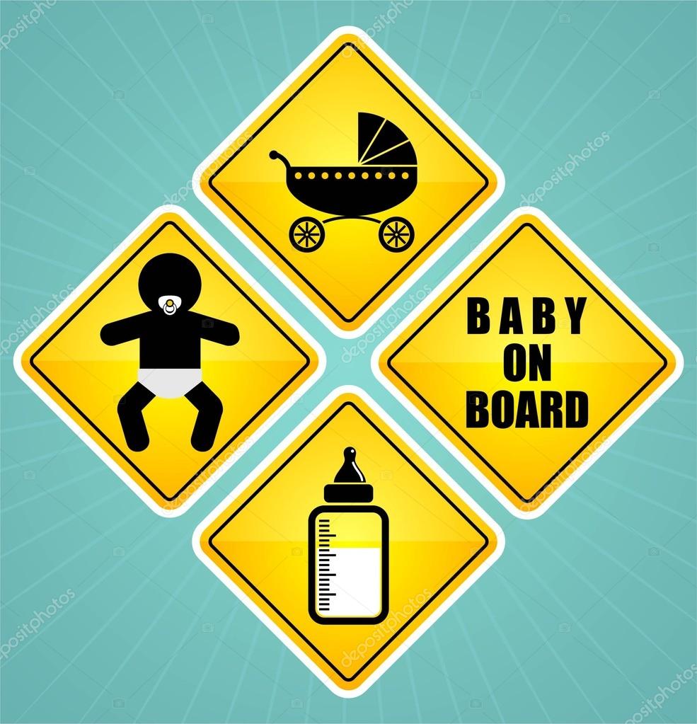 Baby on board sign element set Stock Vector by ©ixies 75166407