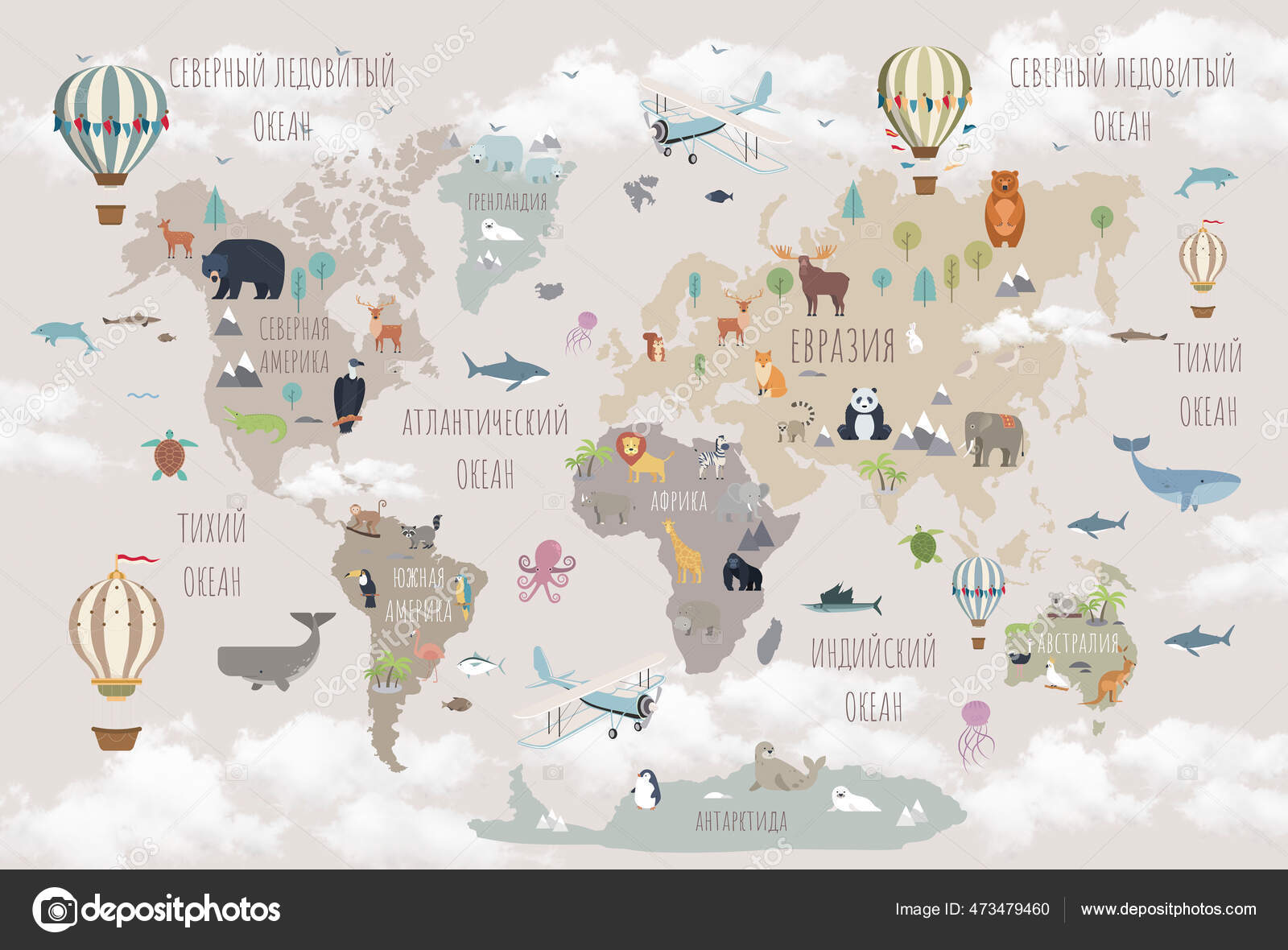 Children's Wallpaper Drawn Map World World Map Children Children's ...