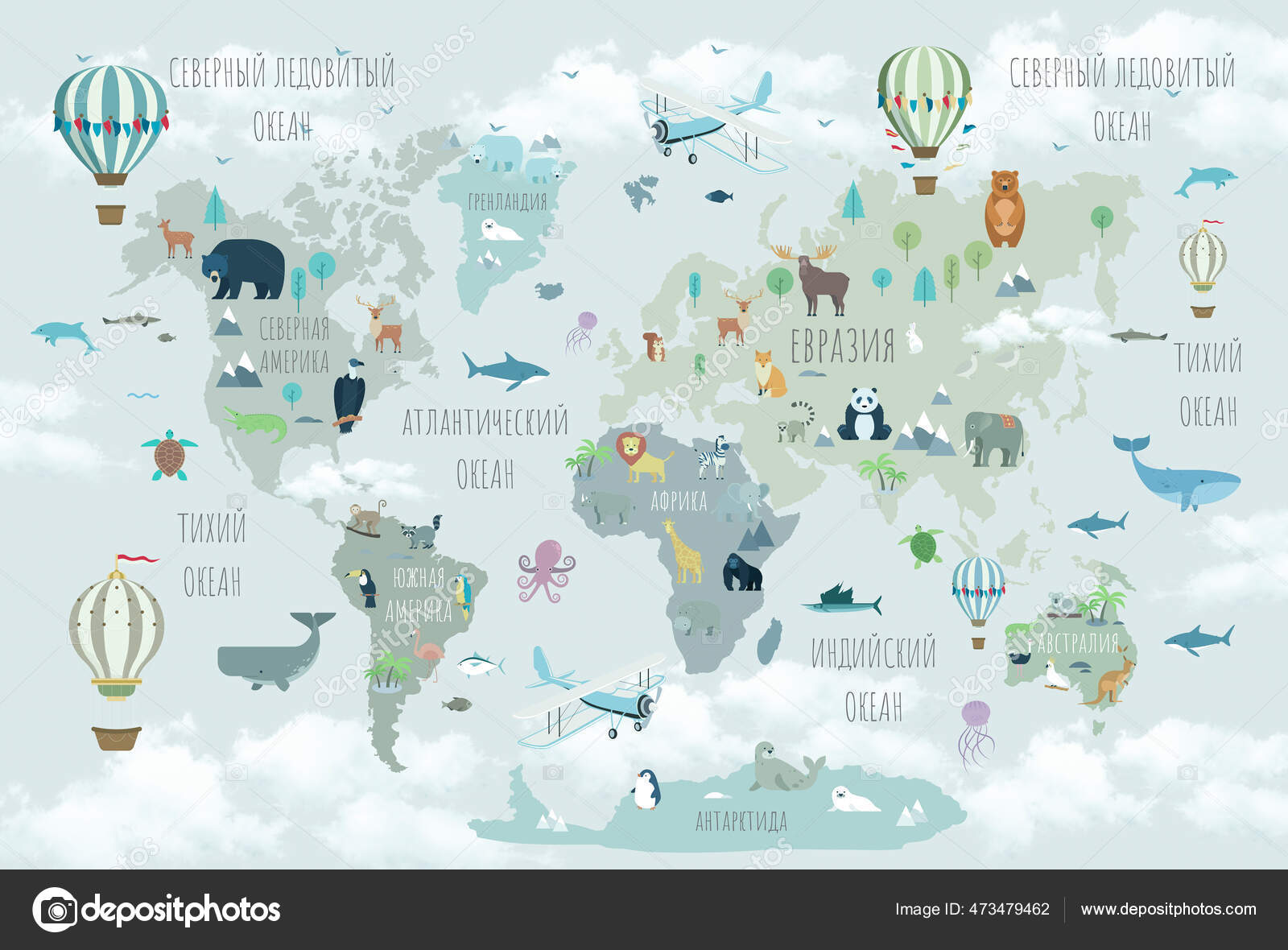Kart Over Verden Med Land For Barn Verdens Kart Med Navn Og Grenser