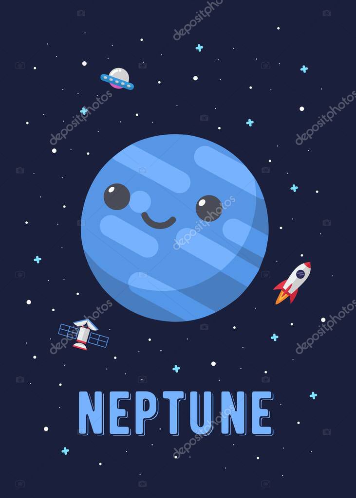 El planeta Neptuno Lindo Diseño, Ilustración gráfico vectorial de la de ...