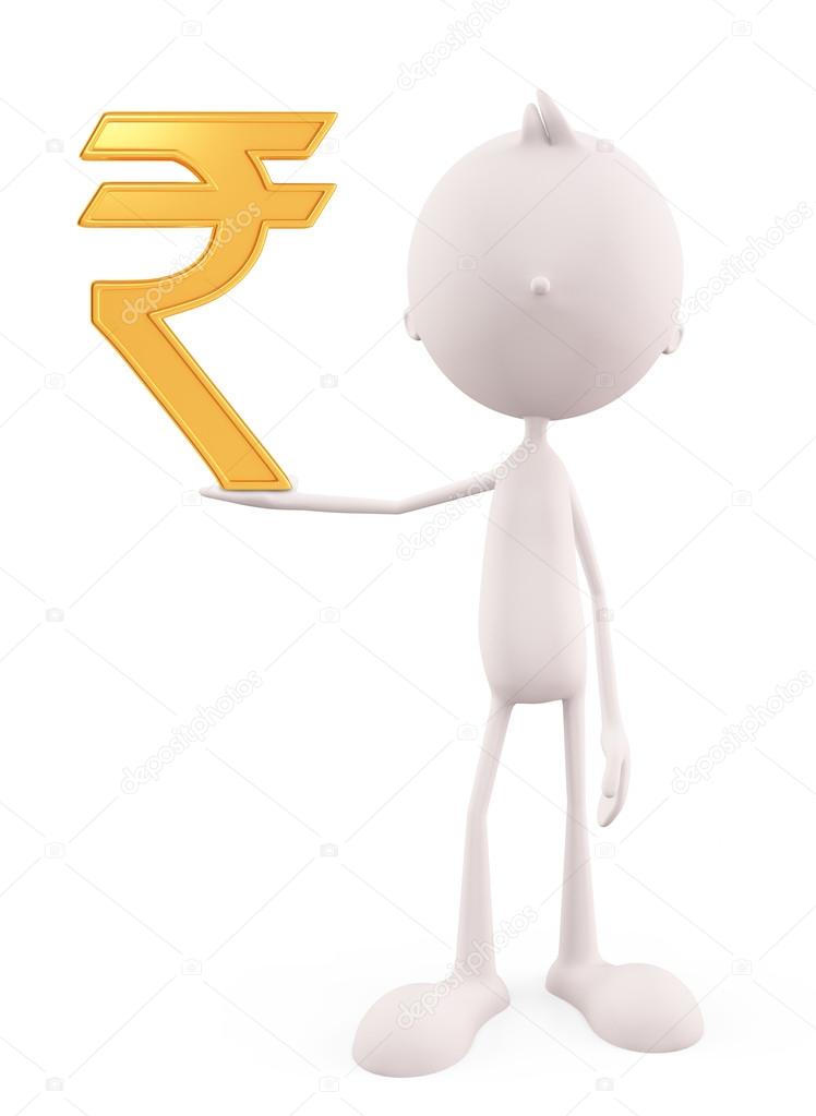 White character with rupee sign — Stock Photo © vertex4 #61017585
