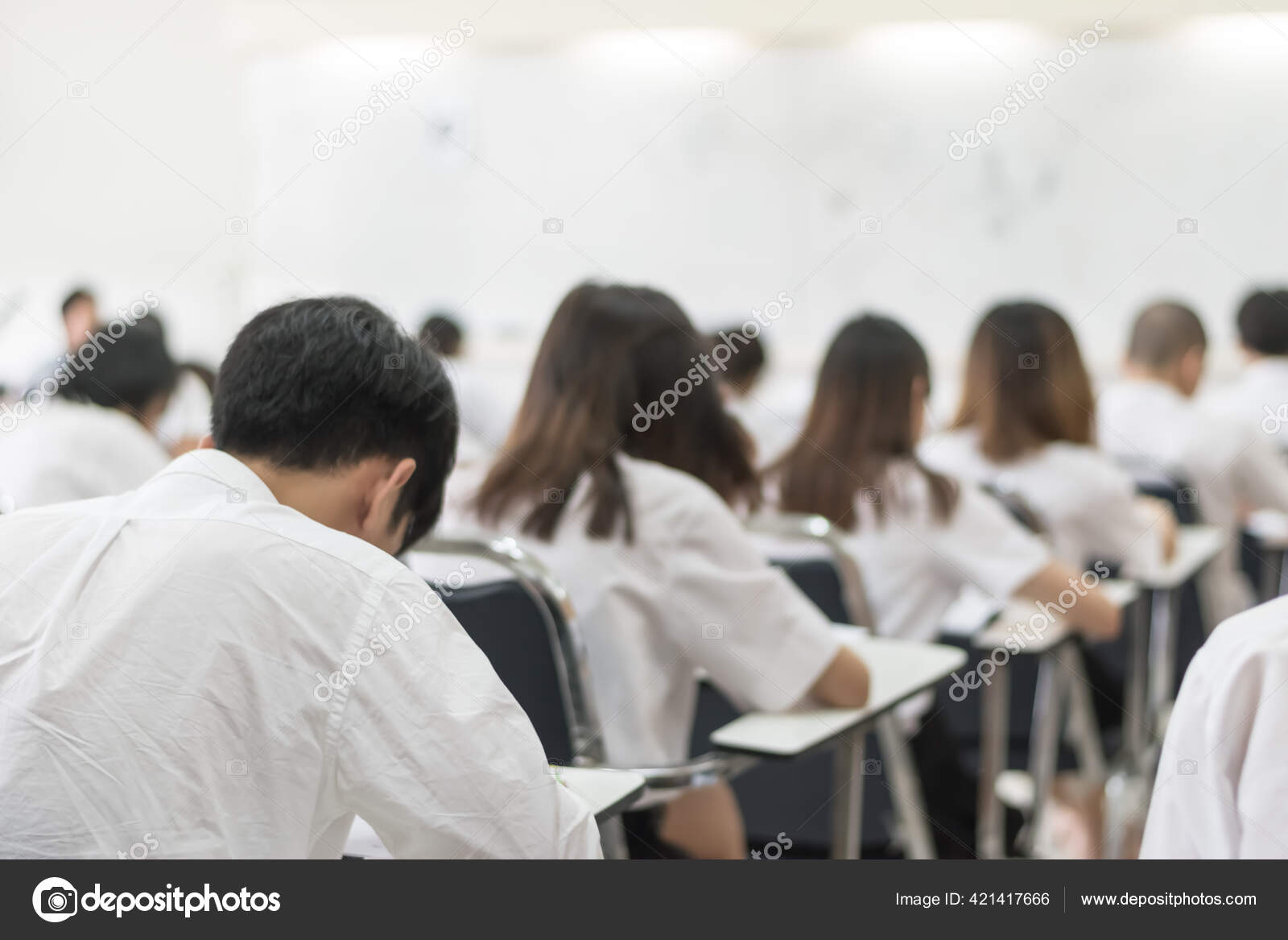 Blur School Background University Students Writing Answer Doing Exam ...