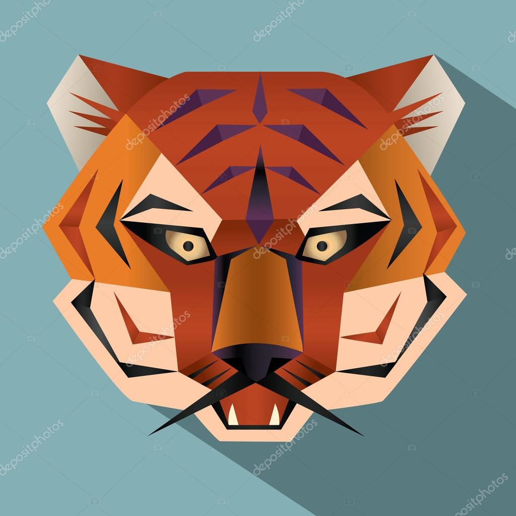 Tiger face with flat design Stock Vector Image by ©Breezo #59520101