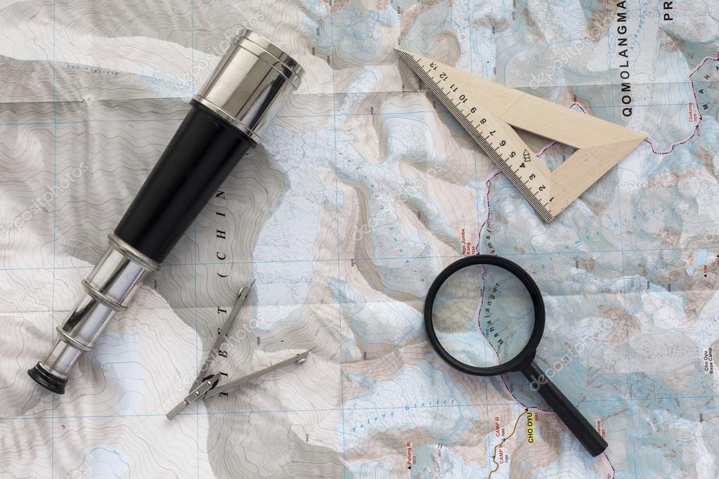 Desk of explorer Stock Photo by ©AlexBrylov 66401709