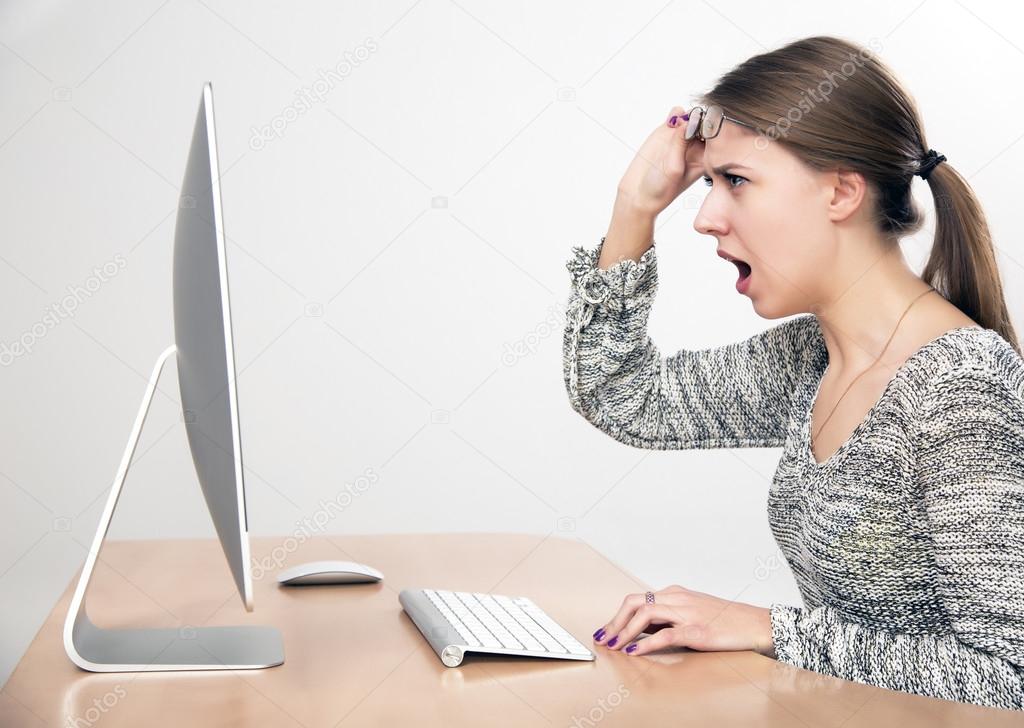 Woman Mad At Computer
