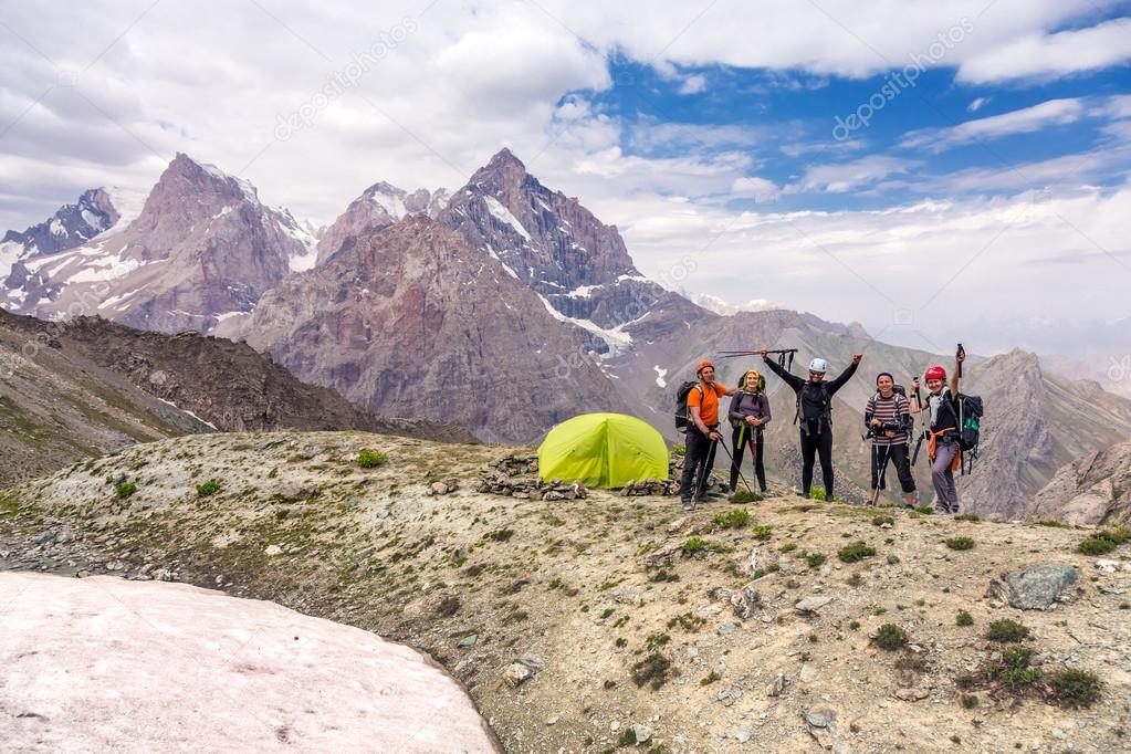 Alpine climbers team and camp Stock Photo by ©AlexBrylov 80623592
