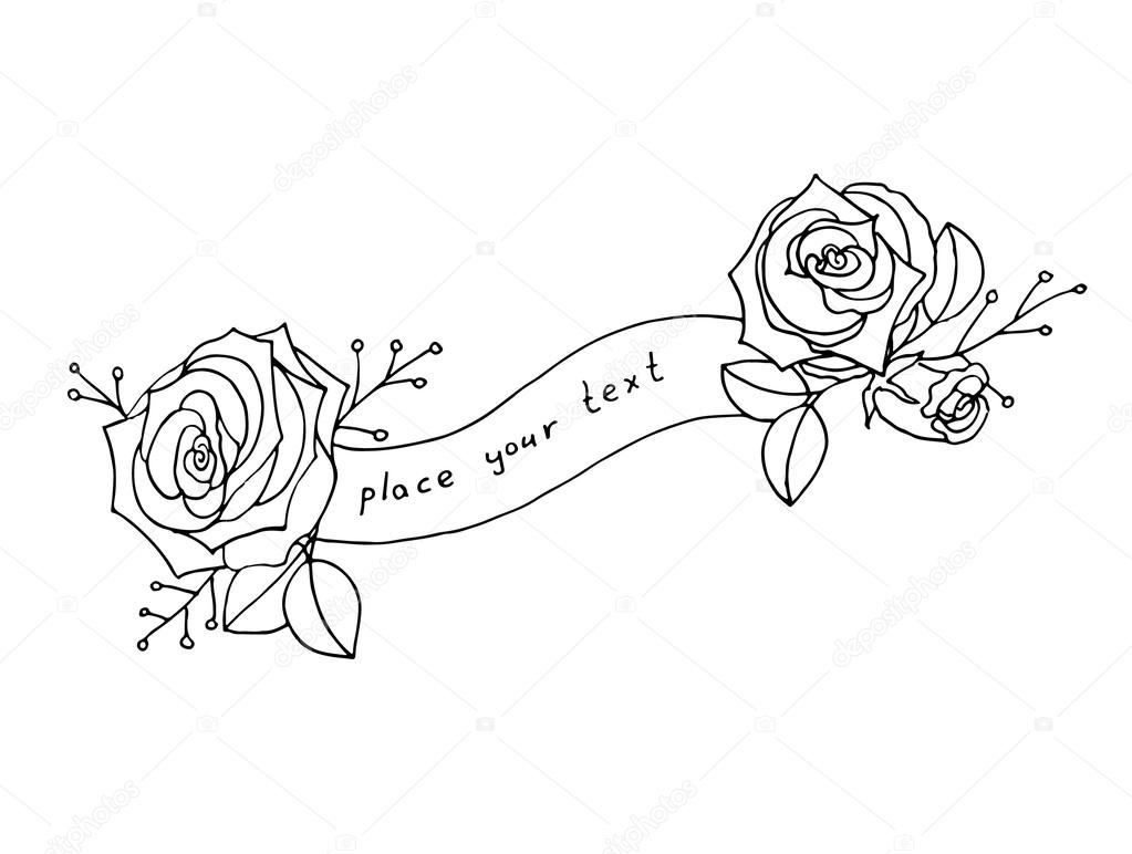 Hand drawn roses ribbon Stock Vector Image by ©Radhanamini #61382537