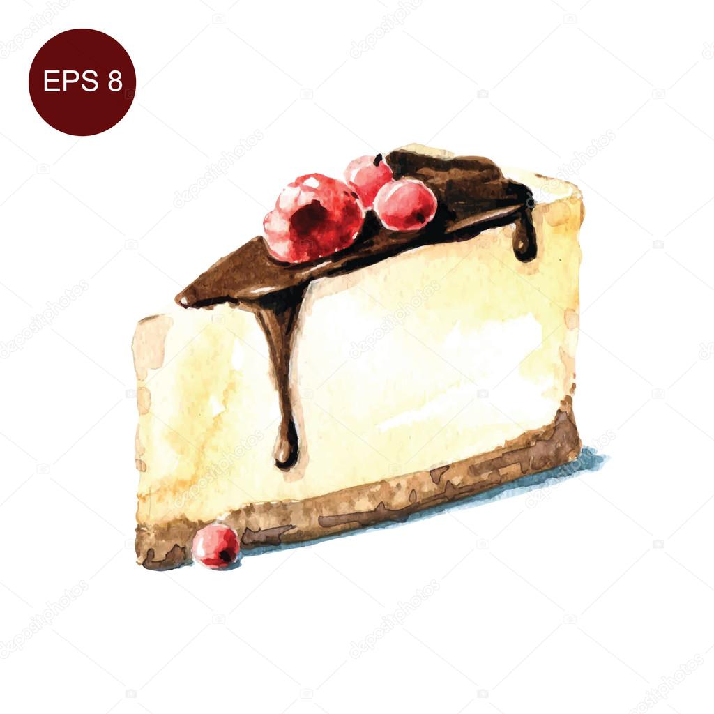 Hand drawn watercolor cheesecake — Stock Vector © Radhanamini #70466073 Hand drawn watercolor cheesecake — Stock Vector © Radhanamini #70466073