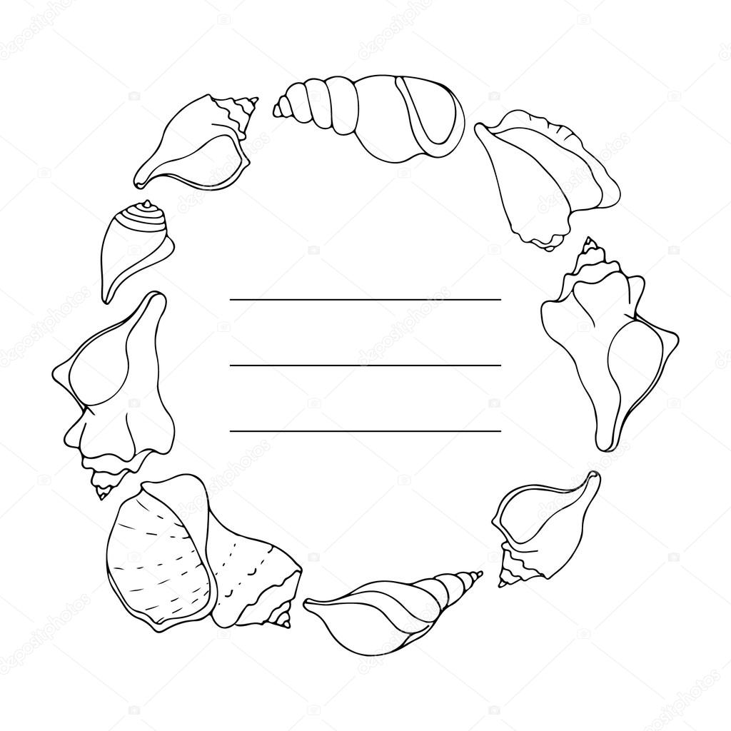 Hand sketched seashells frame Stock Vector Image by ©Radhanamini #81640526