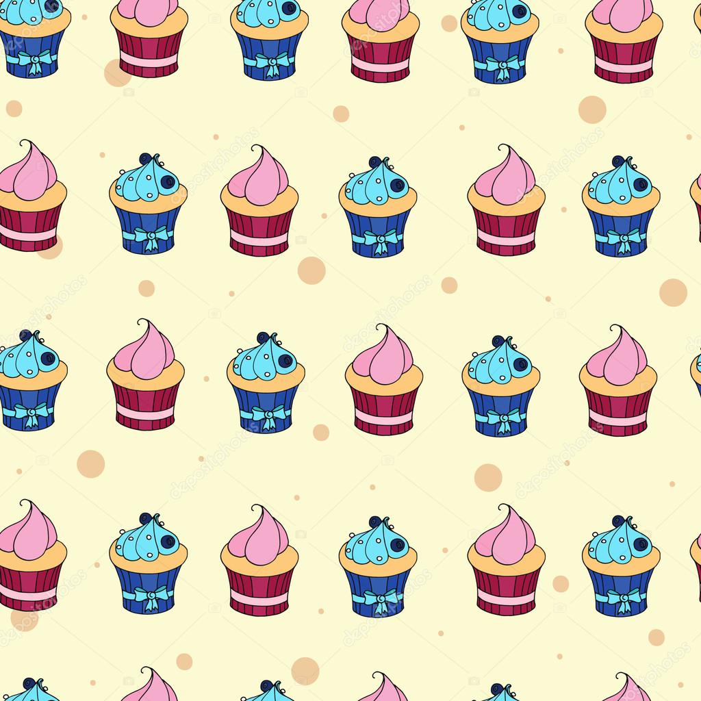 Cupcakes seamless pattern Stock Illustration by ©Radhanamini #91062894