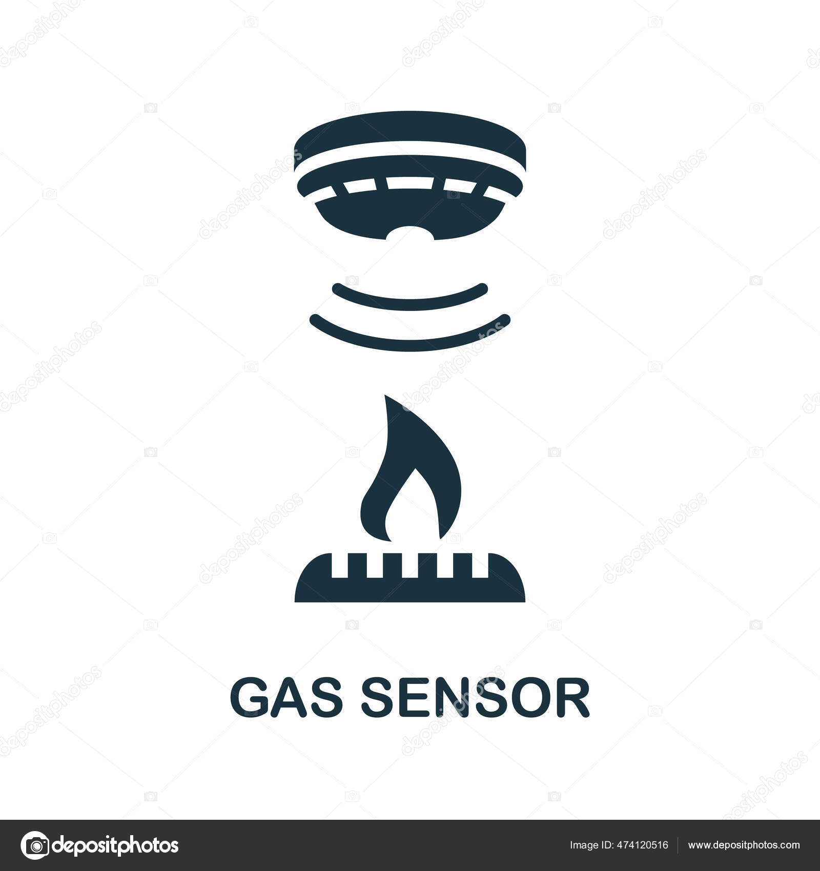 Icono Del Sensor Gas Elemento Simple Colección Iconos Sensores Icono ...