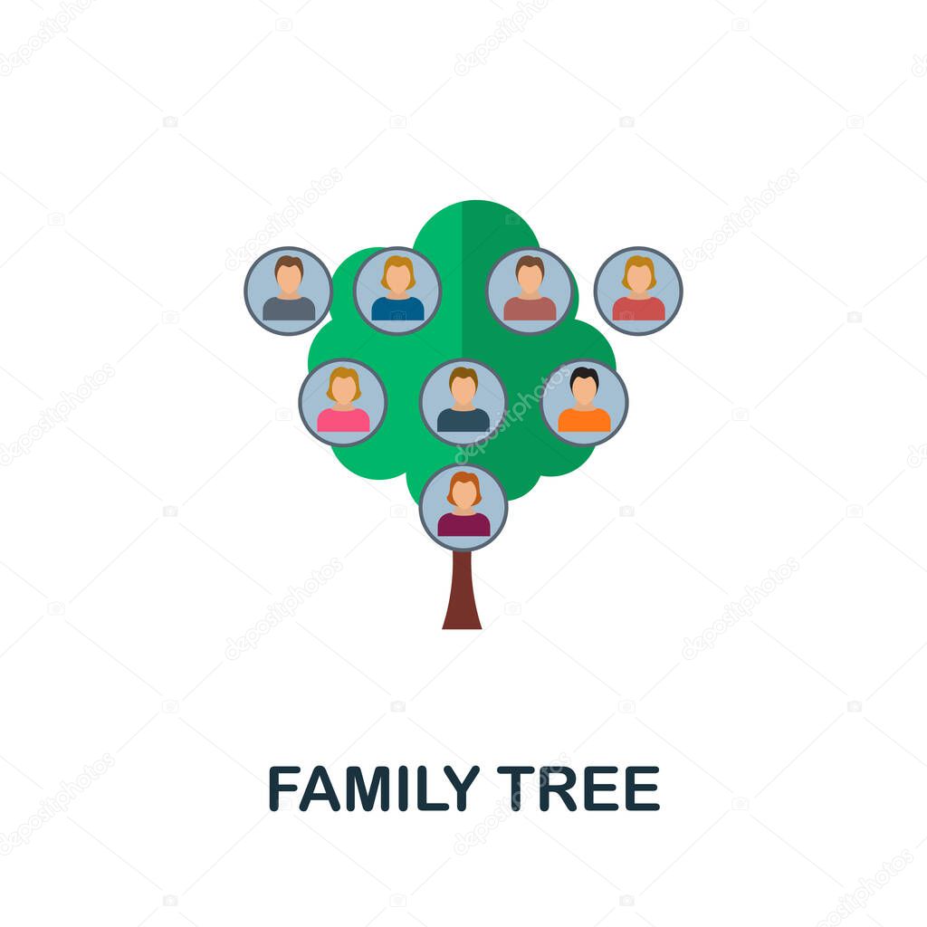 Icono del rbol familiar. Elemento de signo plano de la colecci n de adopci n infantil. Icono de ...