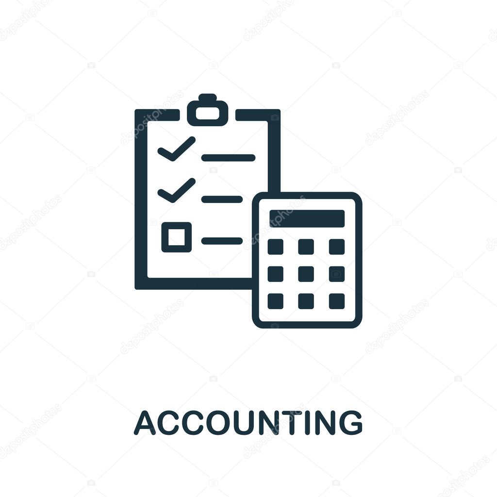 Icono contable. Monocromo elemento simple de la colección de servicios ...