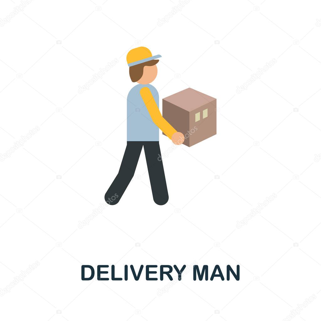 Delivery Man icono plano. Signo simple de recogida logística ...