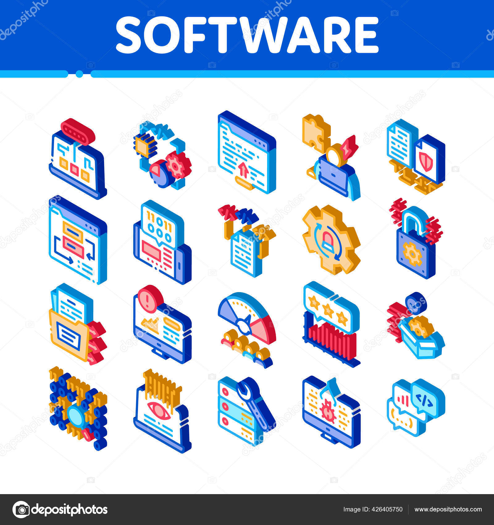 Software Testing And Analysis Icons Set Vector Stock Vector by ...