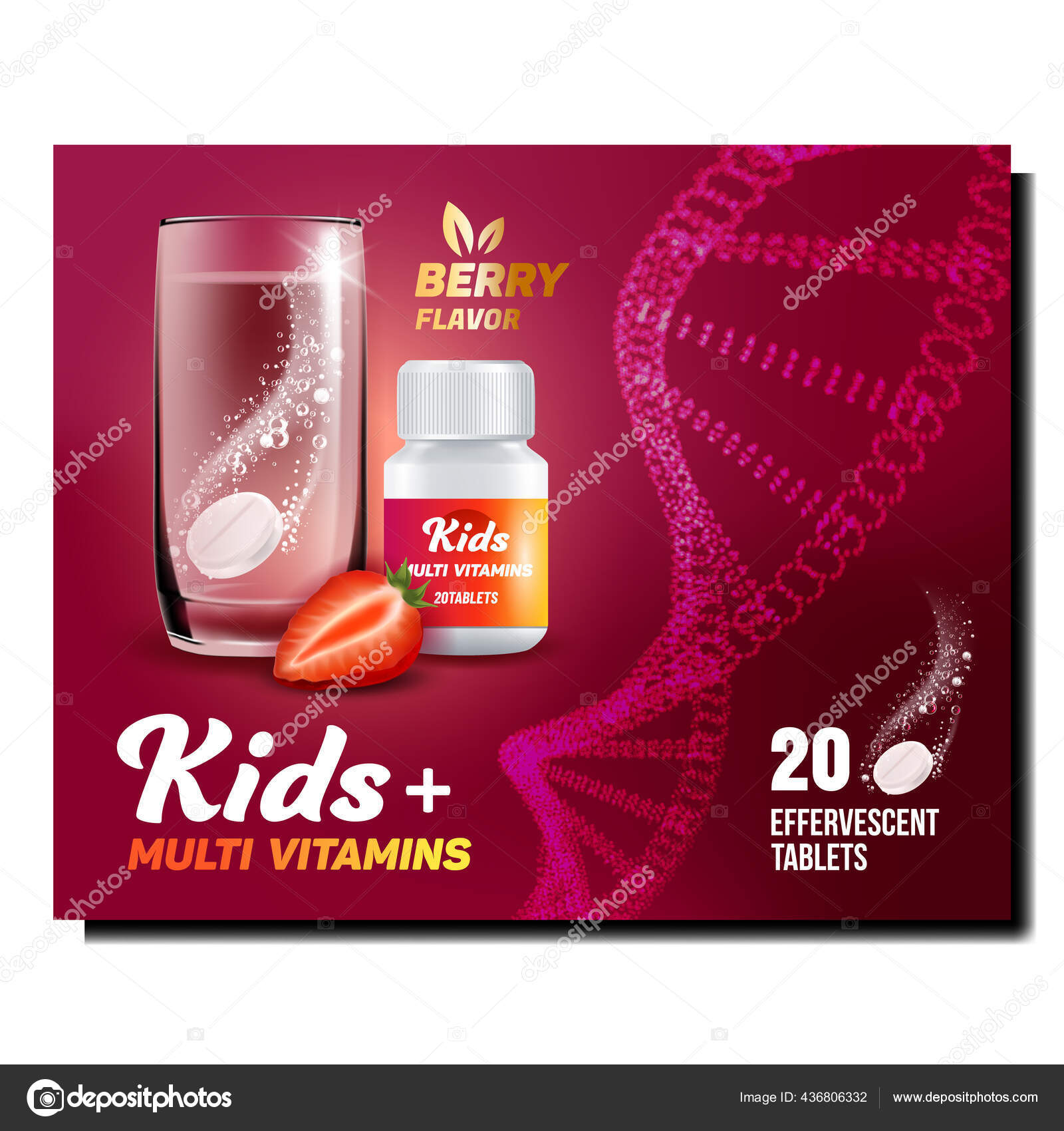 Kids Multivitamins Creative Promo Poster Vector Stock Vector Image by ...