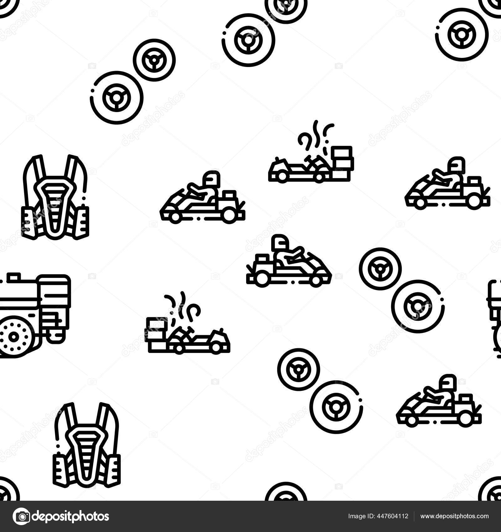 Karting Motorsport Seamless Pattern Vector Stock Vector by ©pikepicture ...