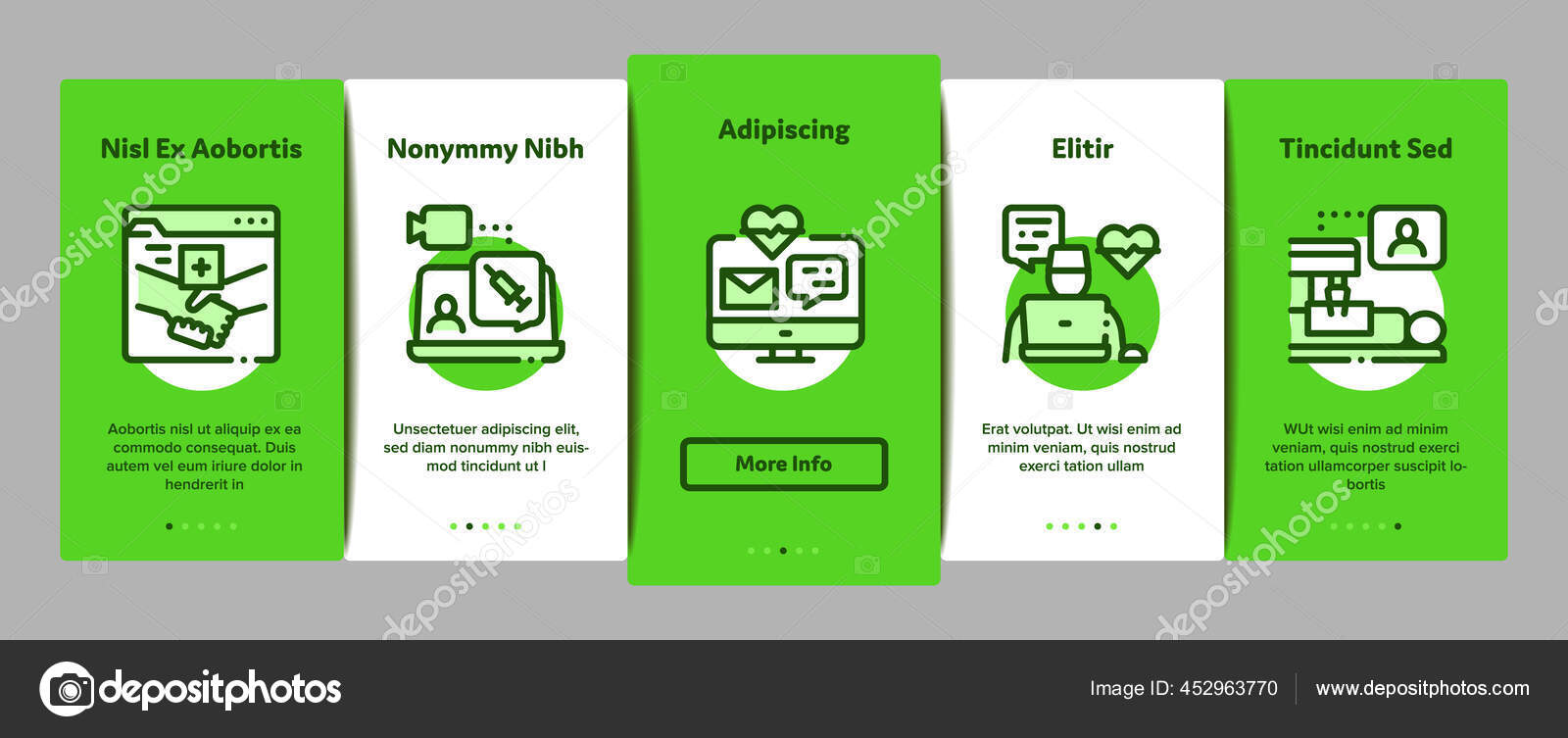 Telemedicine Treatment Onboarding Elements Icons Set Vector Stock ...