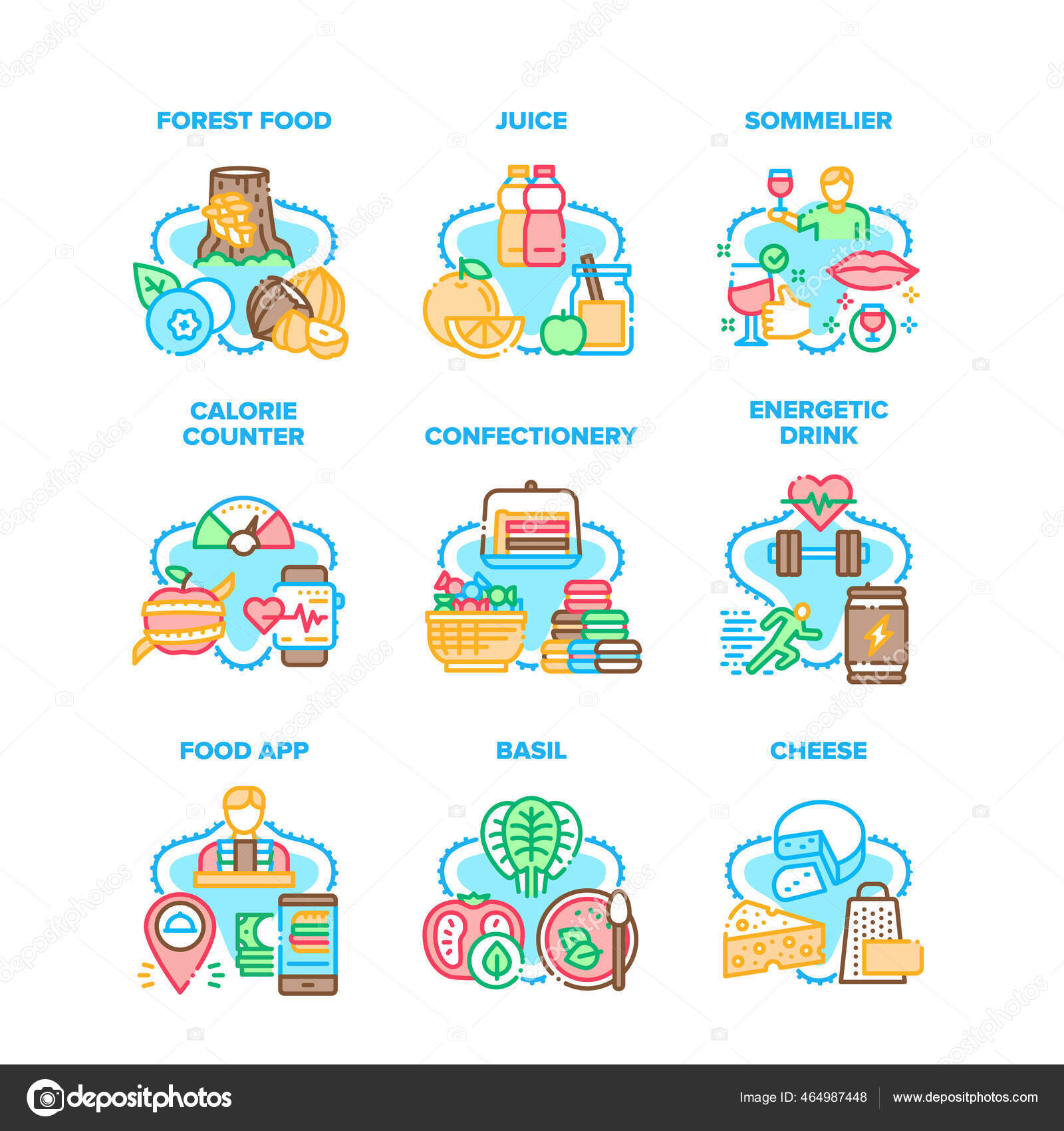 Food Application Set Icons Vector Illustrations Stock Vector by ...