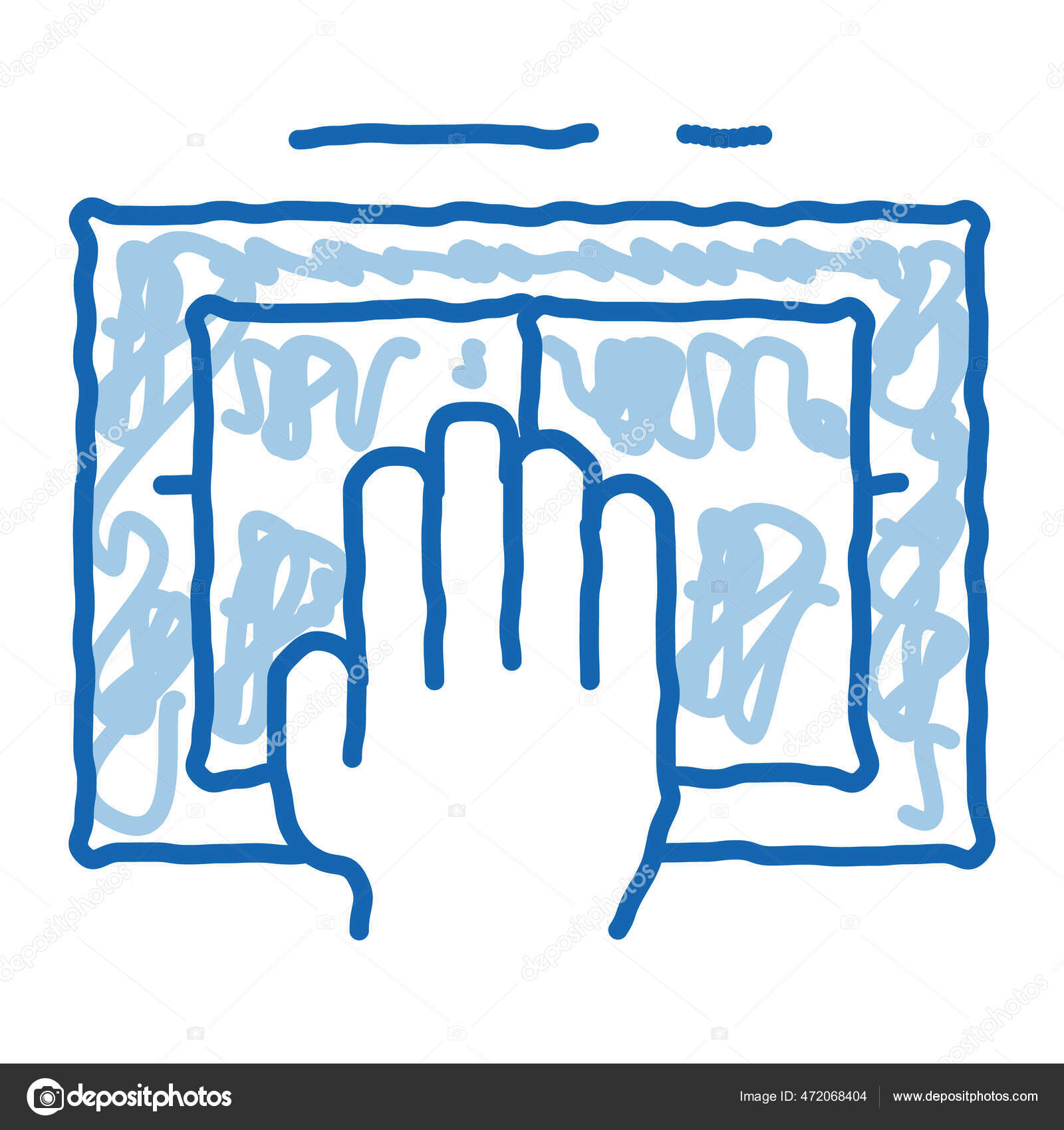 Hand Scanning Sketch Icon Vector Hand Drawn Blue Doodle Line Stock ...