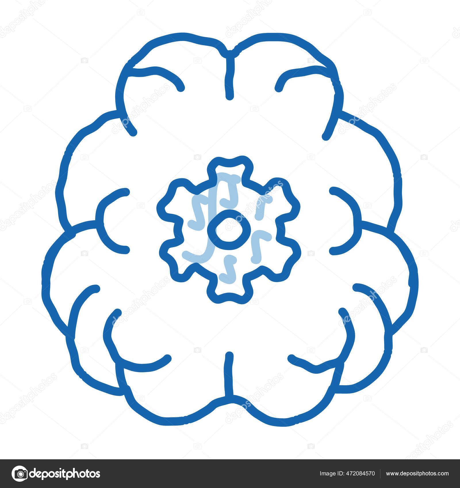 Human Brain Gear Sketch Icon Vector Hand Drawn Blue Doodle Stock Vector ...
