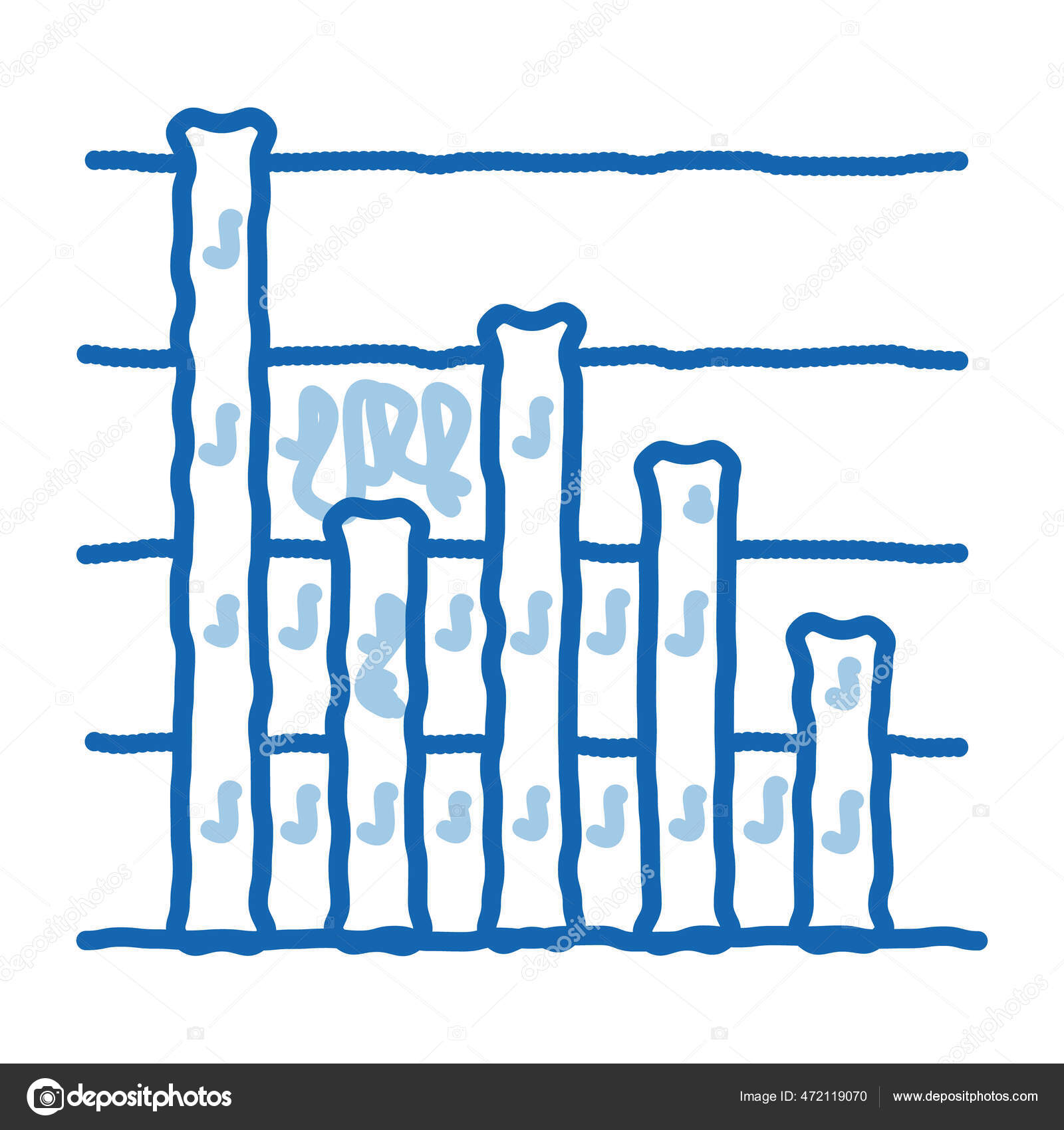 Statistician Infographic Sketch Icon Vector Hand Drawn Blue Doodle Line ...