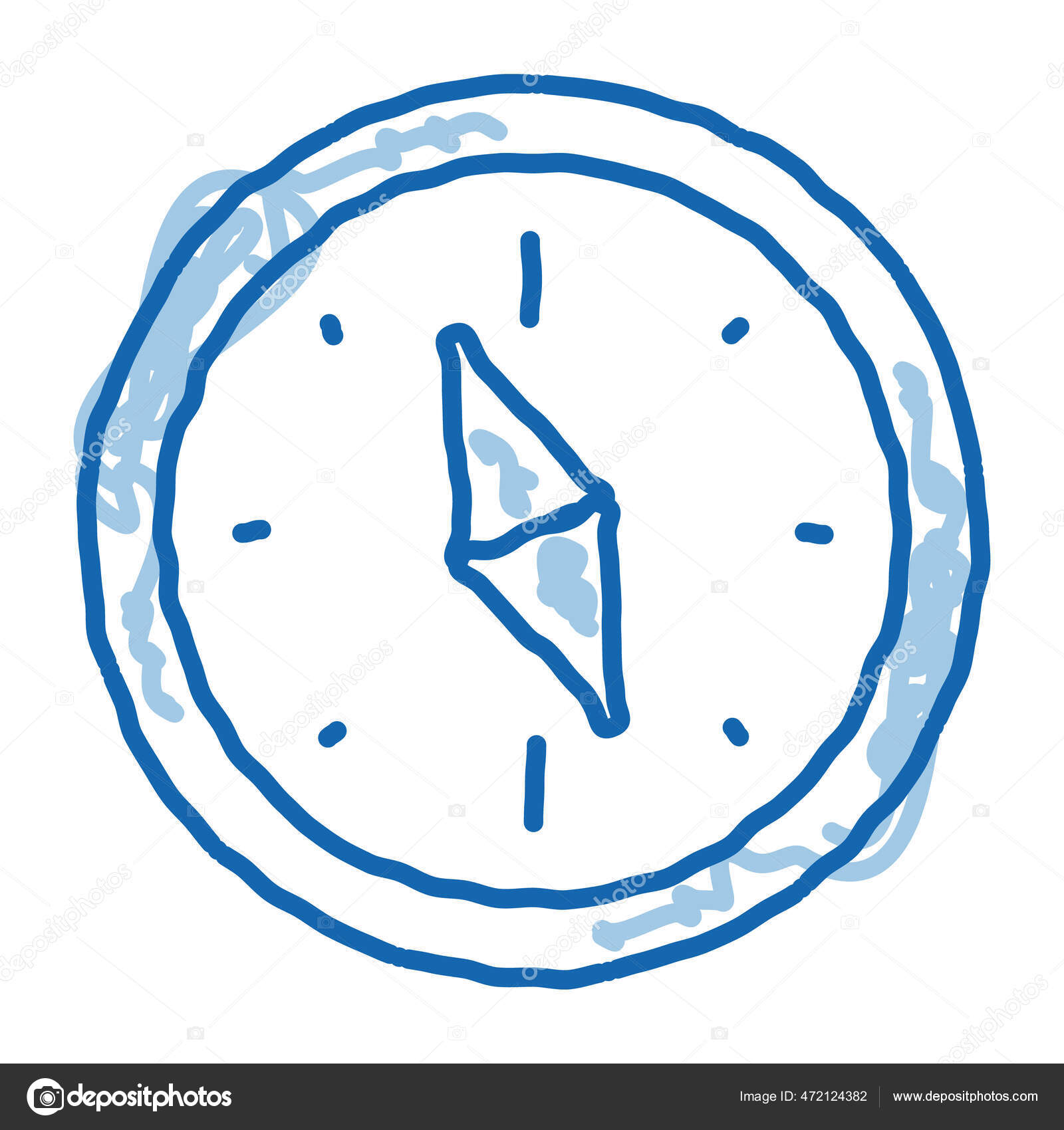 Navigational Compass Tool Sketch Icon Vector Hand Drawn Blue Doodle ...