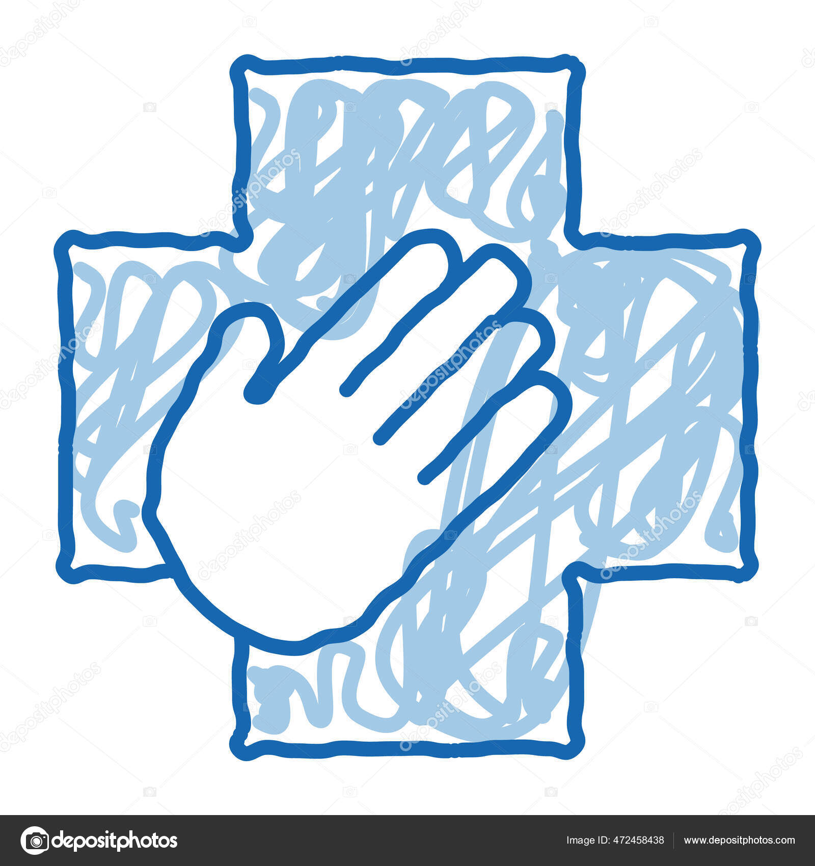 Medical helping hand doodle icon hand drawn illustration Stock Vector ...