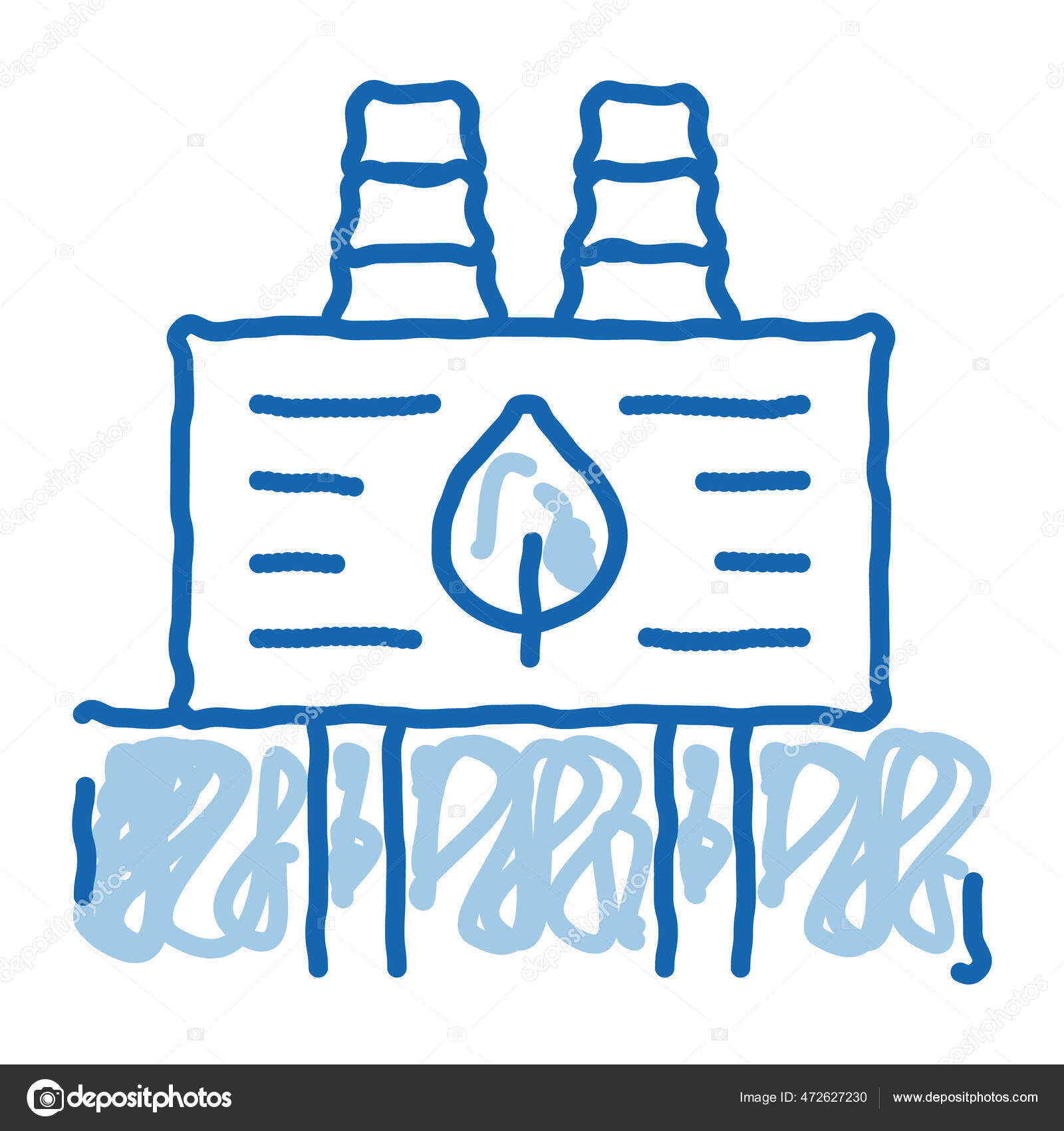 Ecology clean factory doodle icon hand drawn illustration Stock Vector ...