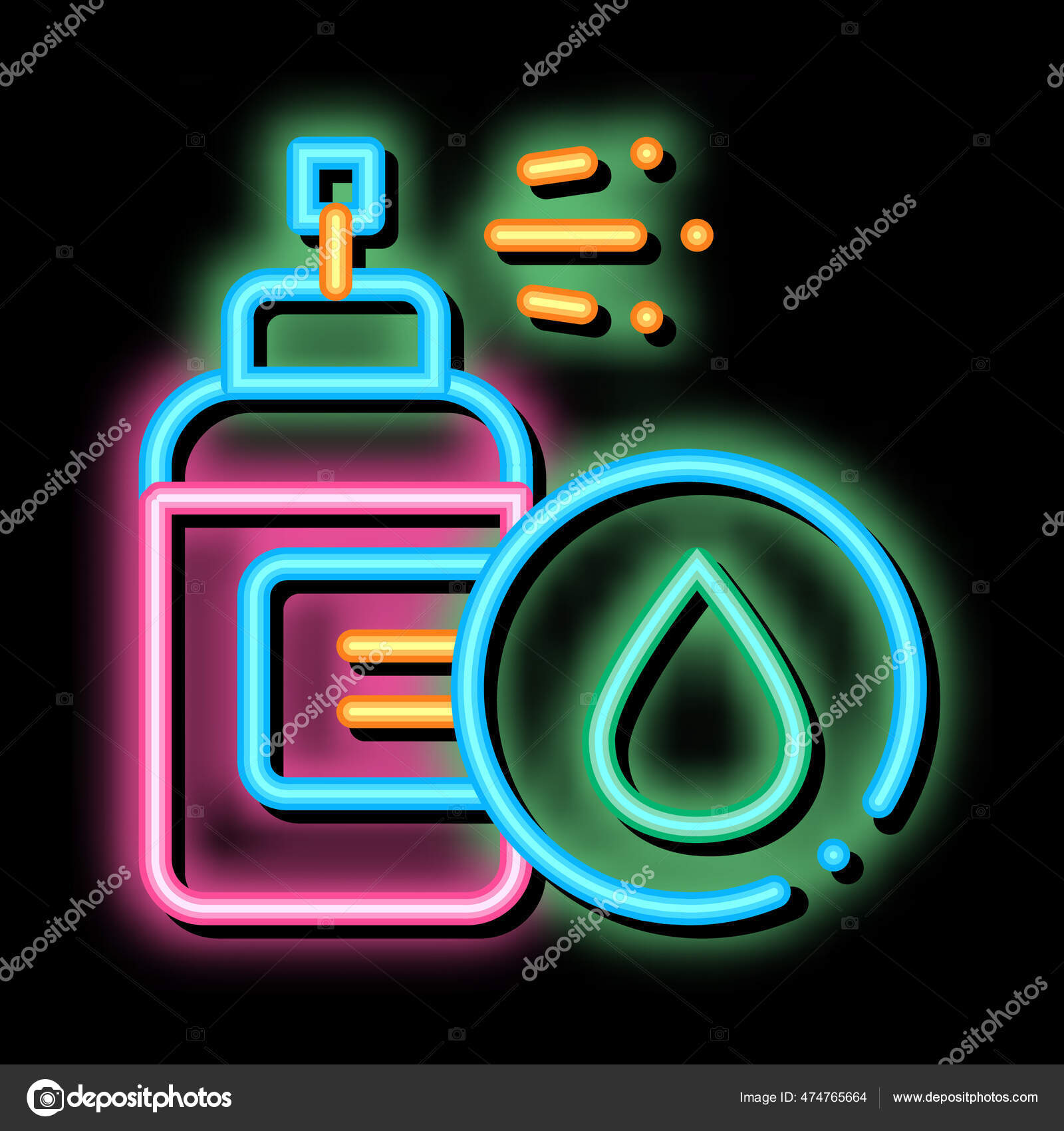 Spray Lotion Drop Cosmetic neon glow icon illustration Stock Vector ...