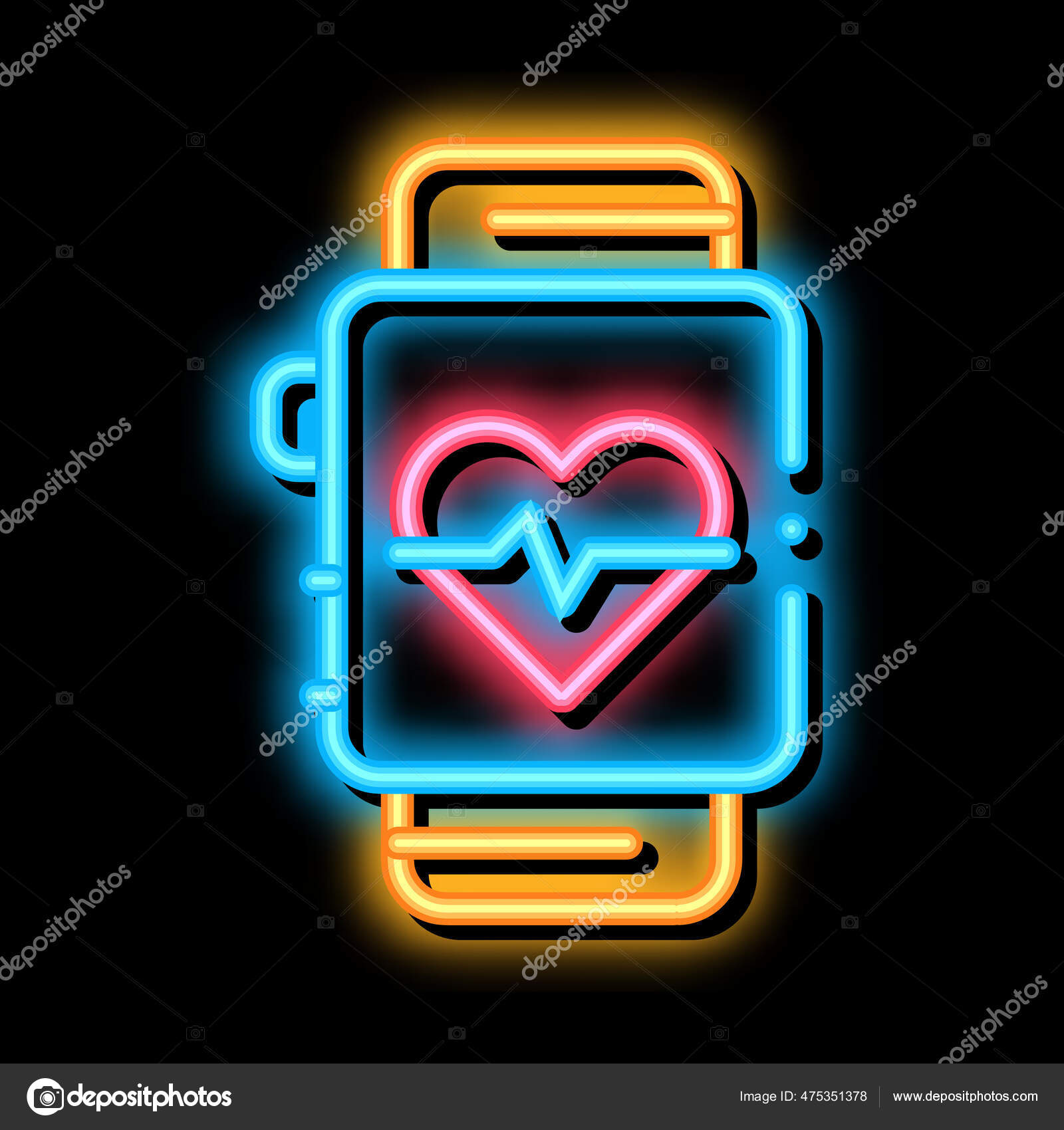 Heart Rate Counter neon glow icon illustration Stock Vector Image by ...