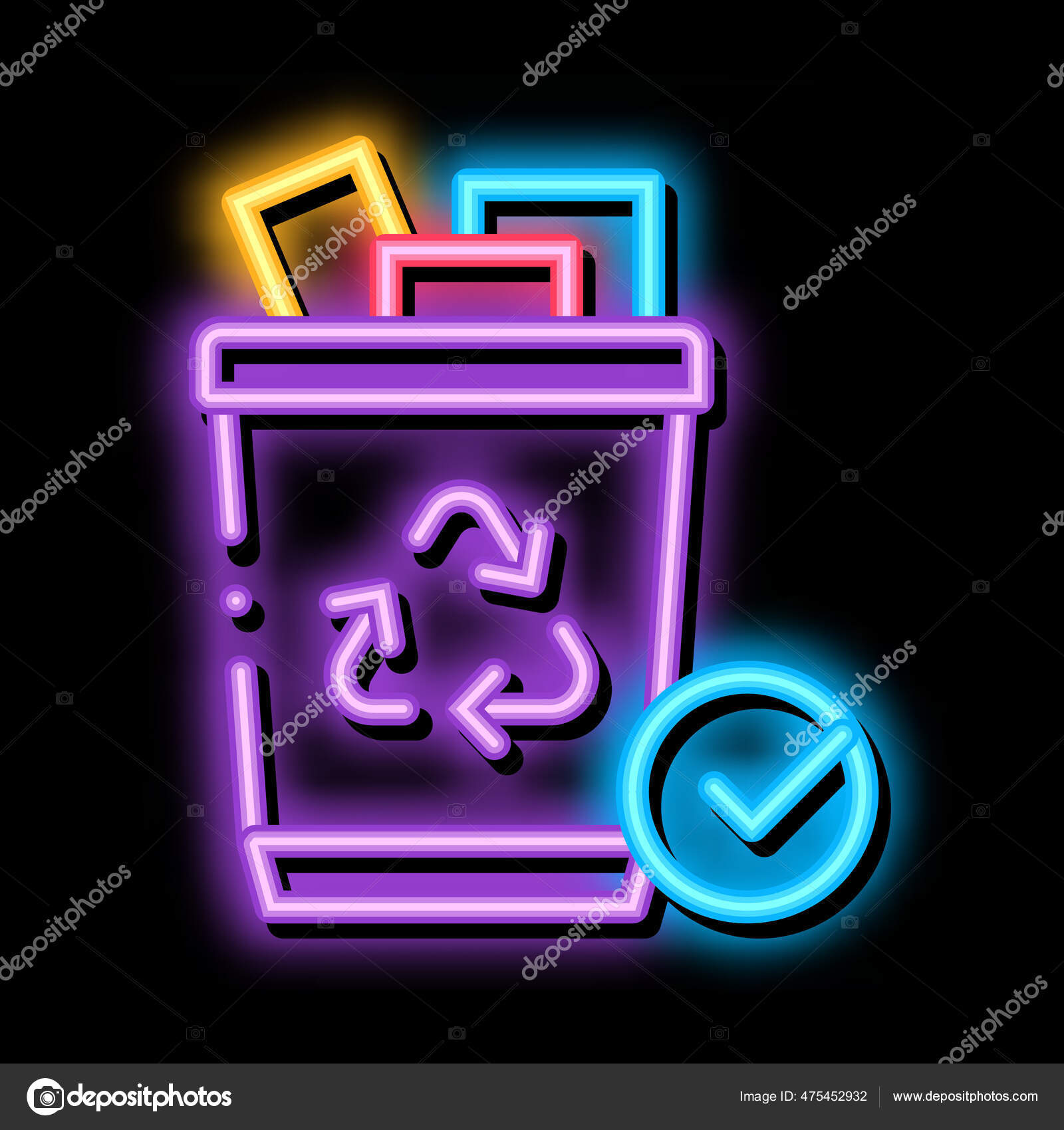 Recycling Trash neon glow icon illustration Stock Vector by ...
