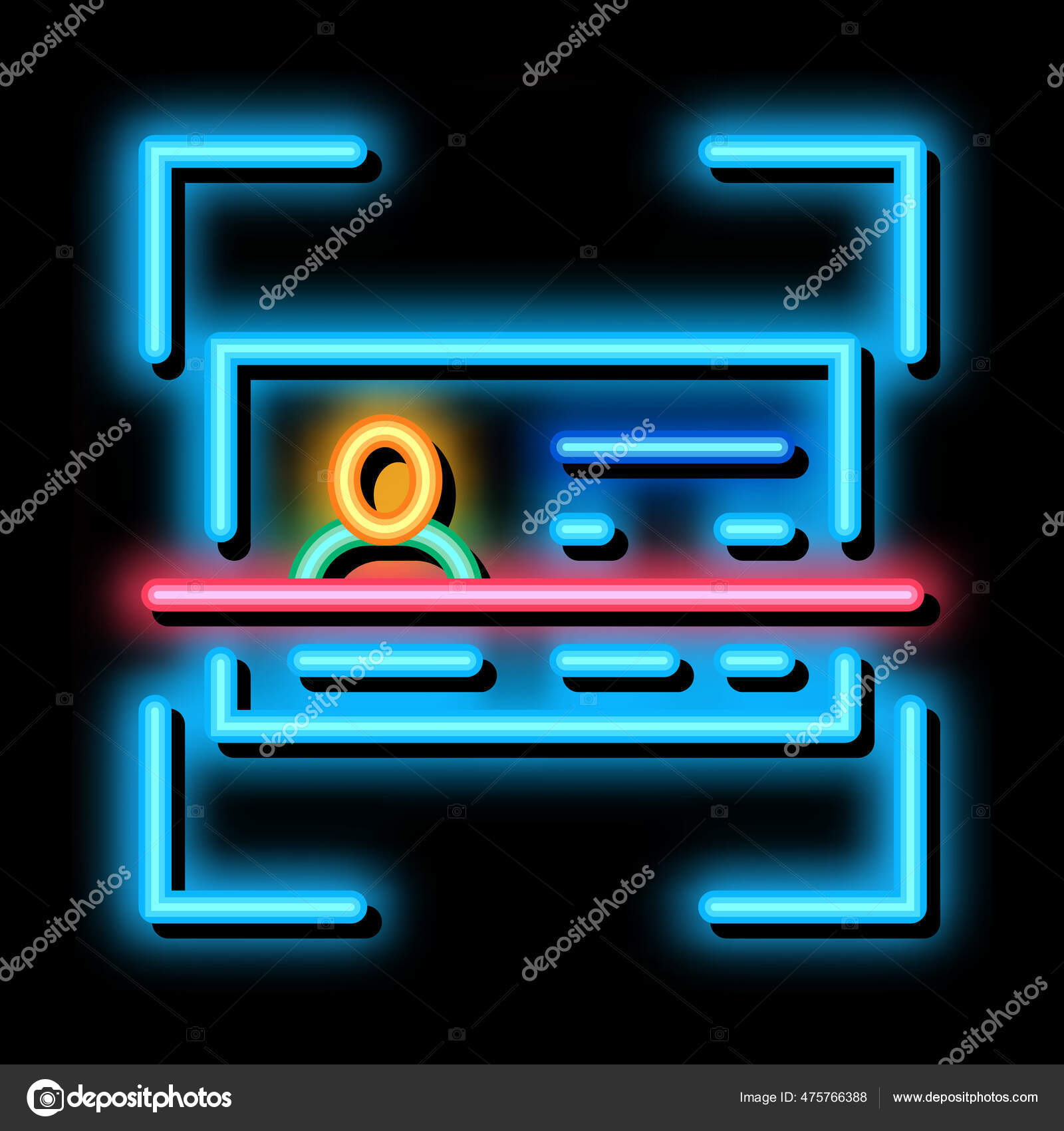 Document Scanning Neon Light Sign Vector Glowing Bright Icon Document ...