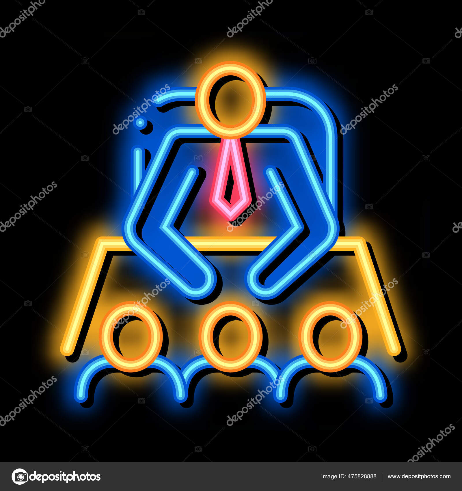 Office Meeting Neon Light Sign Vector Glowing Bright Icon Office Stock ...