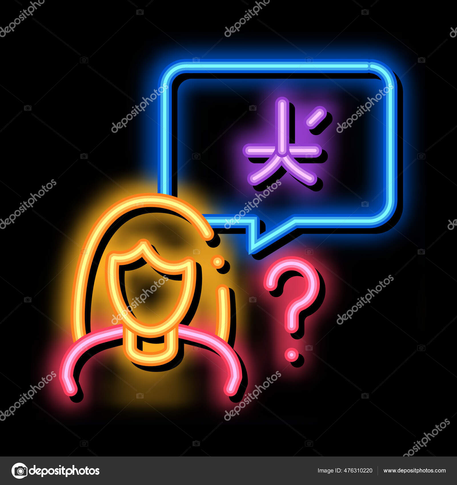 Woman Foreigner Silhouette Neon Light Sign Vector Glowing Bright Icon ...