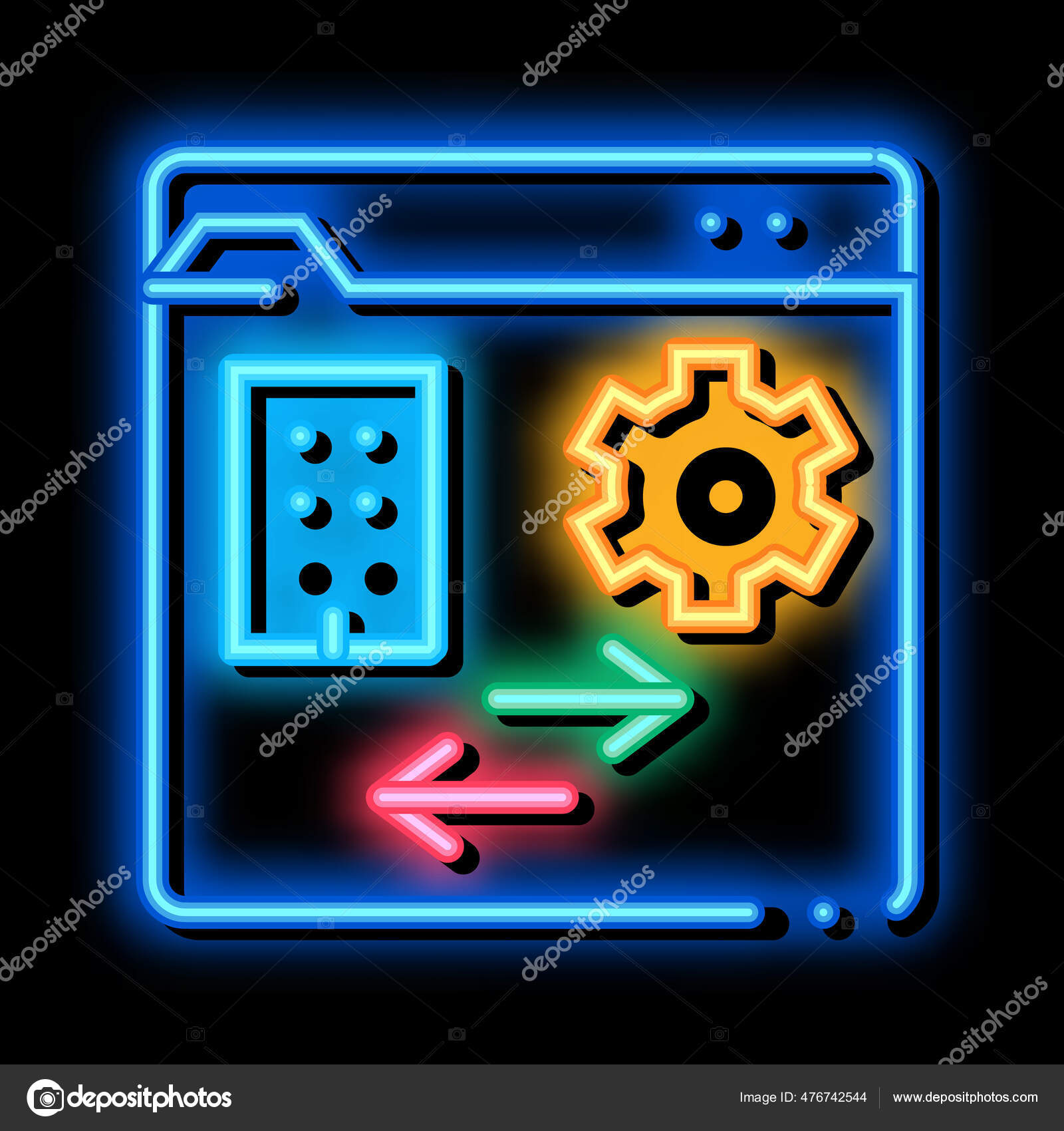 Technical home folder neon glow icon illustration Stock Vector Image by ...
