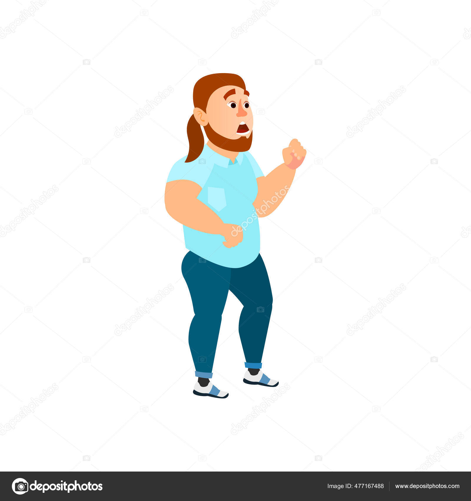 Obézní muž pozdě na autobus karikatura vektor Stock Vector od ...