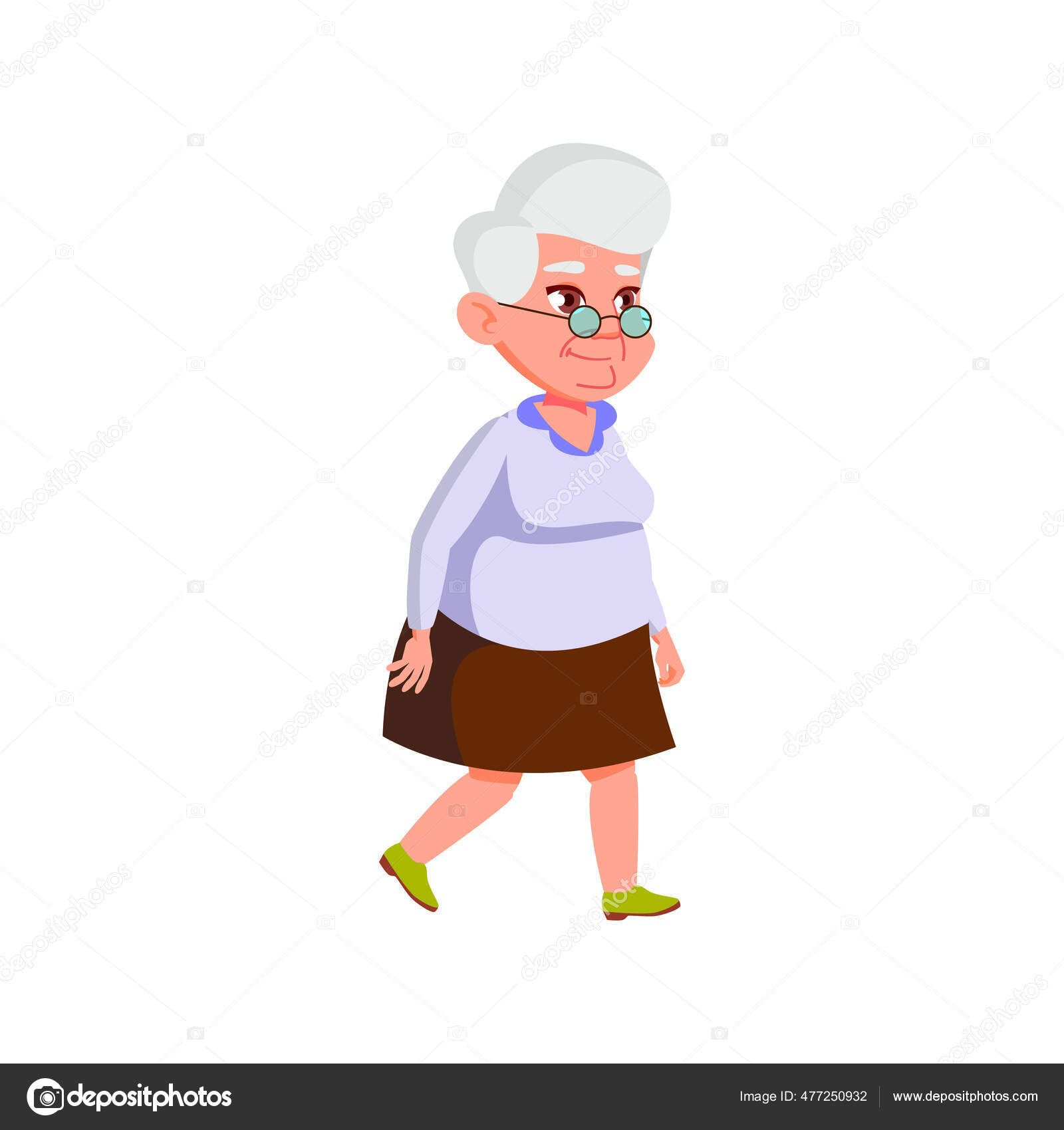 Old Woman Walking Cartoon