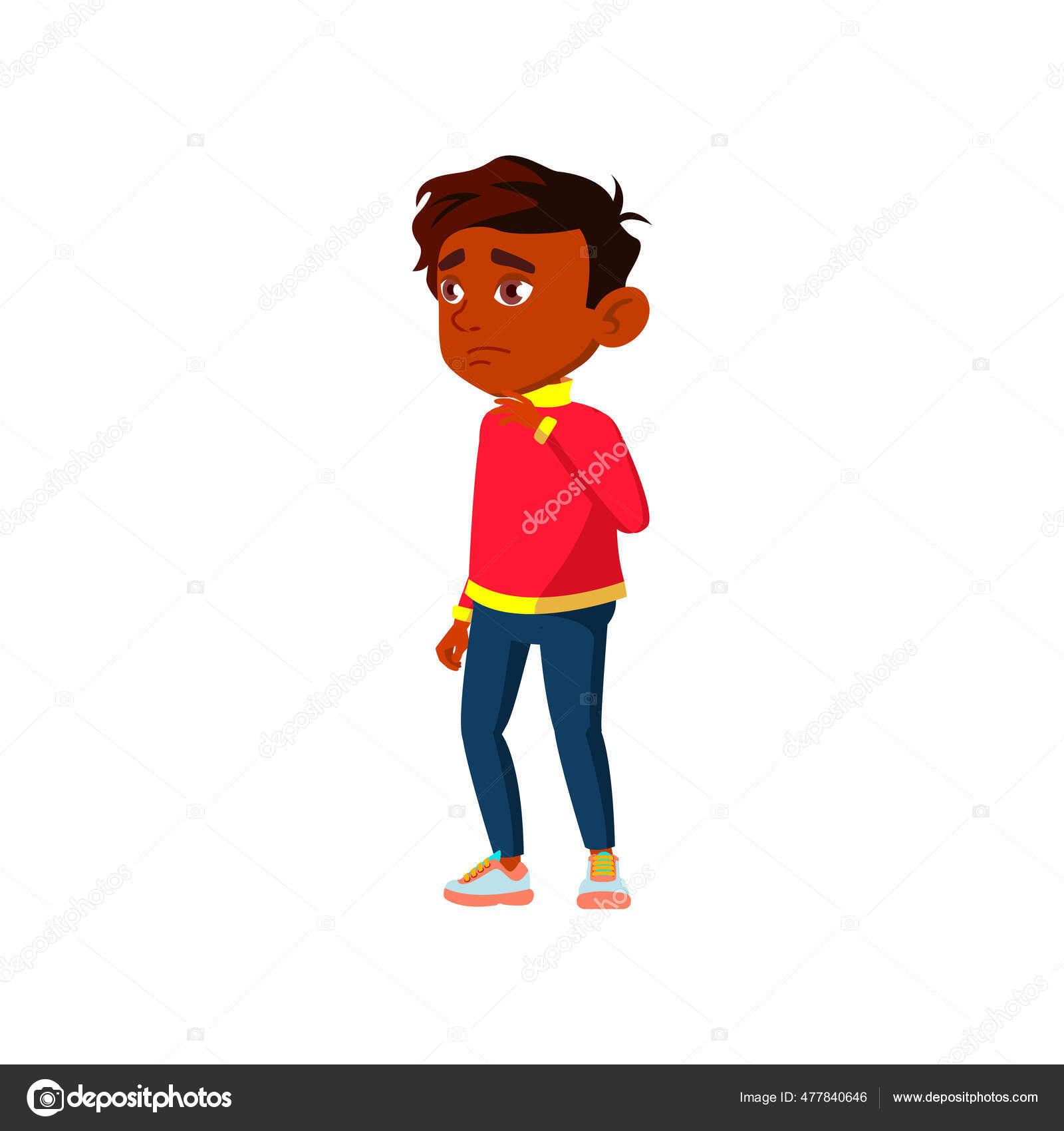 Triste chico perdido tranvía de pie en stop vector de dibujos animados ...