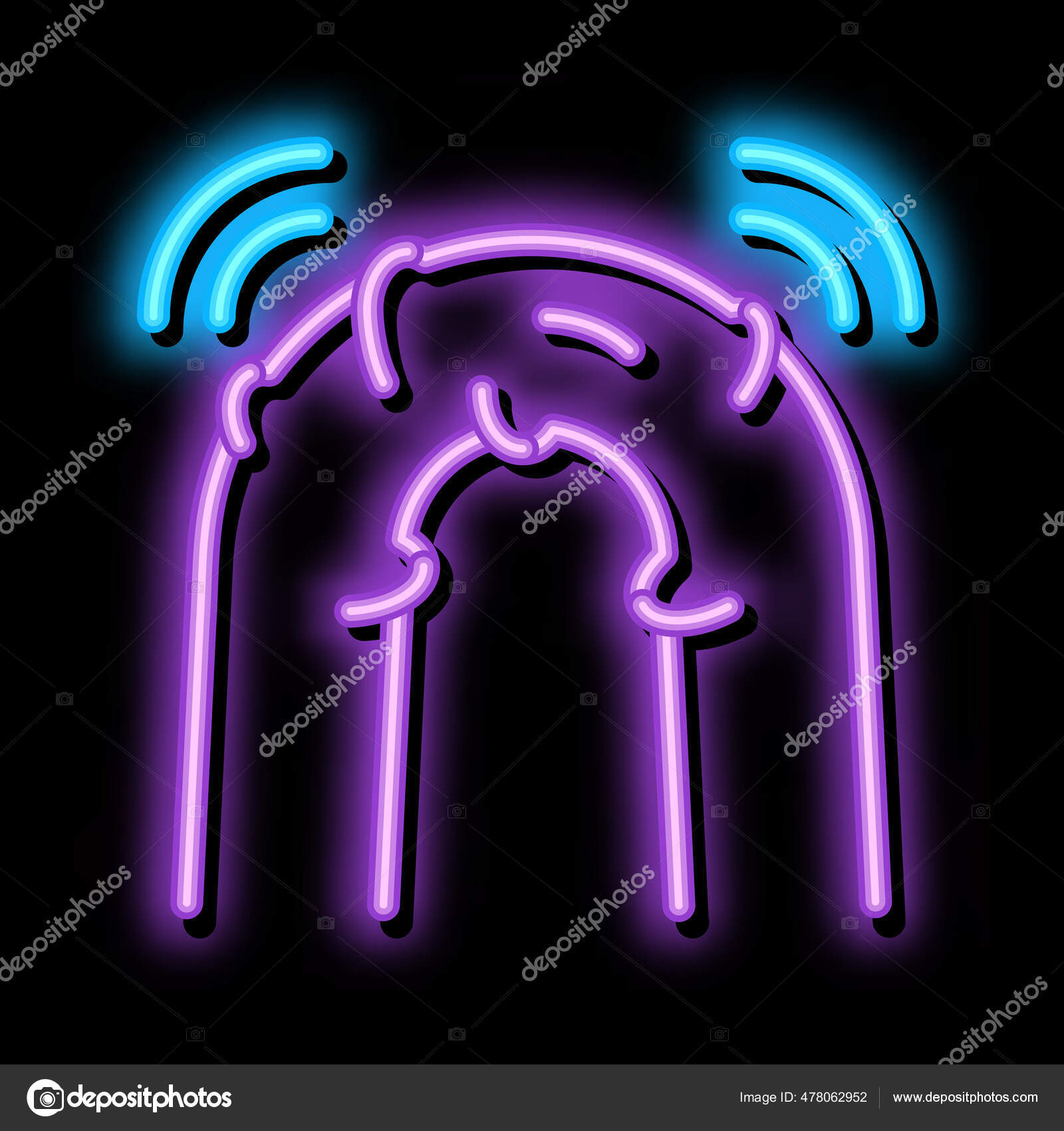 Flexible Insulation Bursts Optical Fiber Neon Light Sign Vector Glowing ...