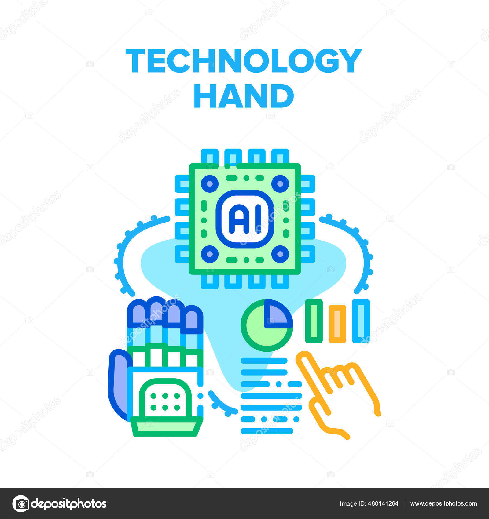 Technology Hand Vector Concept Color Illustration Stock Vector by ...
