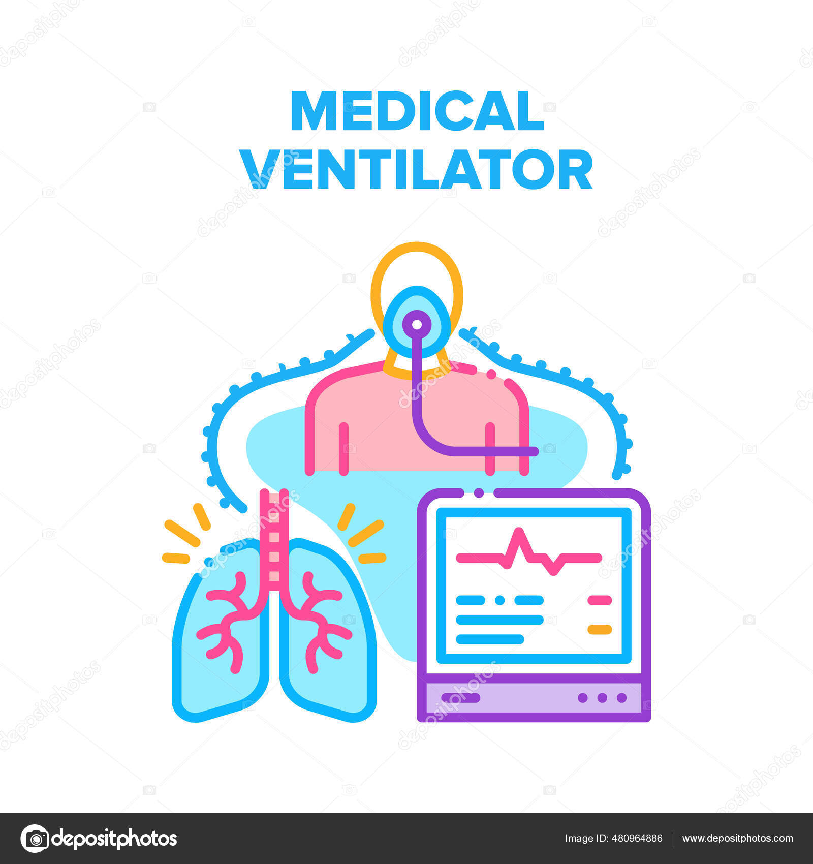 Medical Ventilator Equipment Vector Concept Color Stock Vector Image by ...