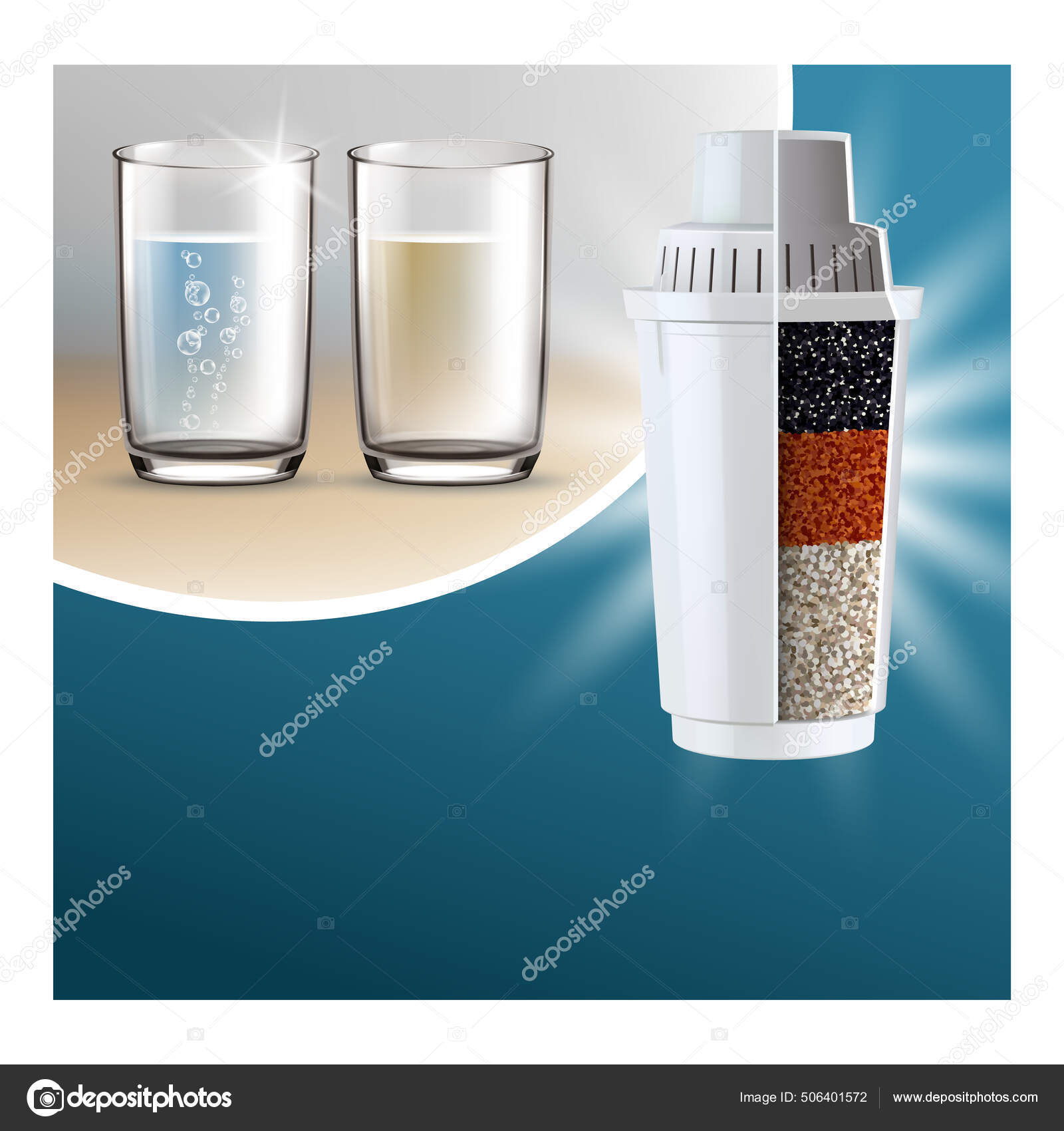 Water Filter Pitcher Cartridge Promo Poster Vector Stock Vector Image ...