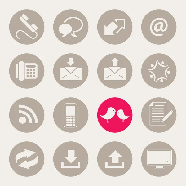 Round Communications and Business icons set on colored background ...