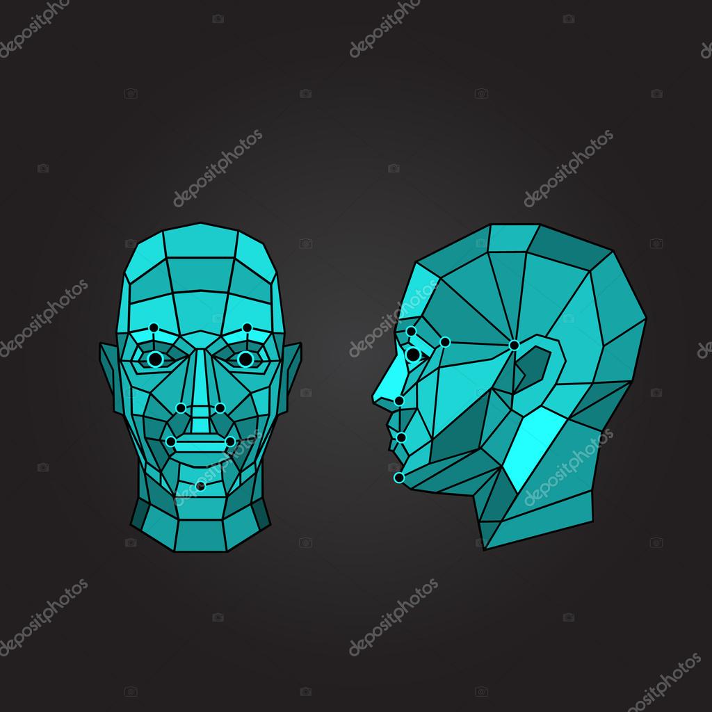 Face recognition and scanning - sistem keamanan biometrik. Ilustrasi ...