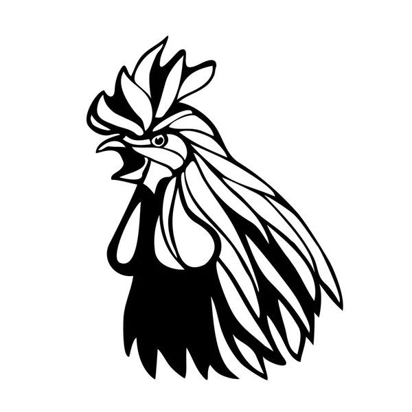 Hand drawn illustration of black rooster on white background Stock ...